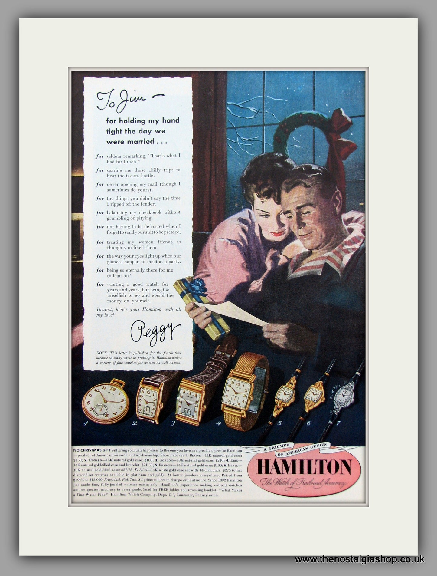 Hamilton Watches. 1949 Original Vintage Advert (ref AD7924) – The ...
