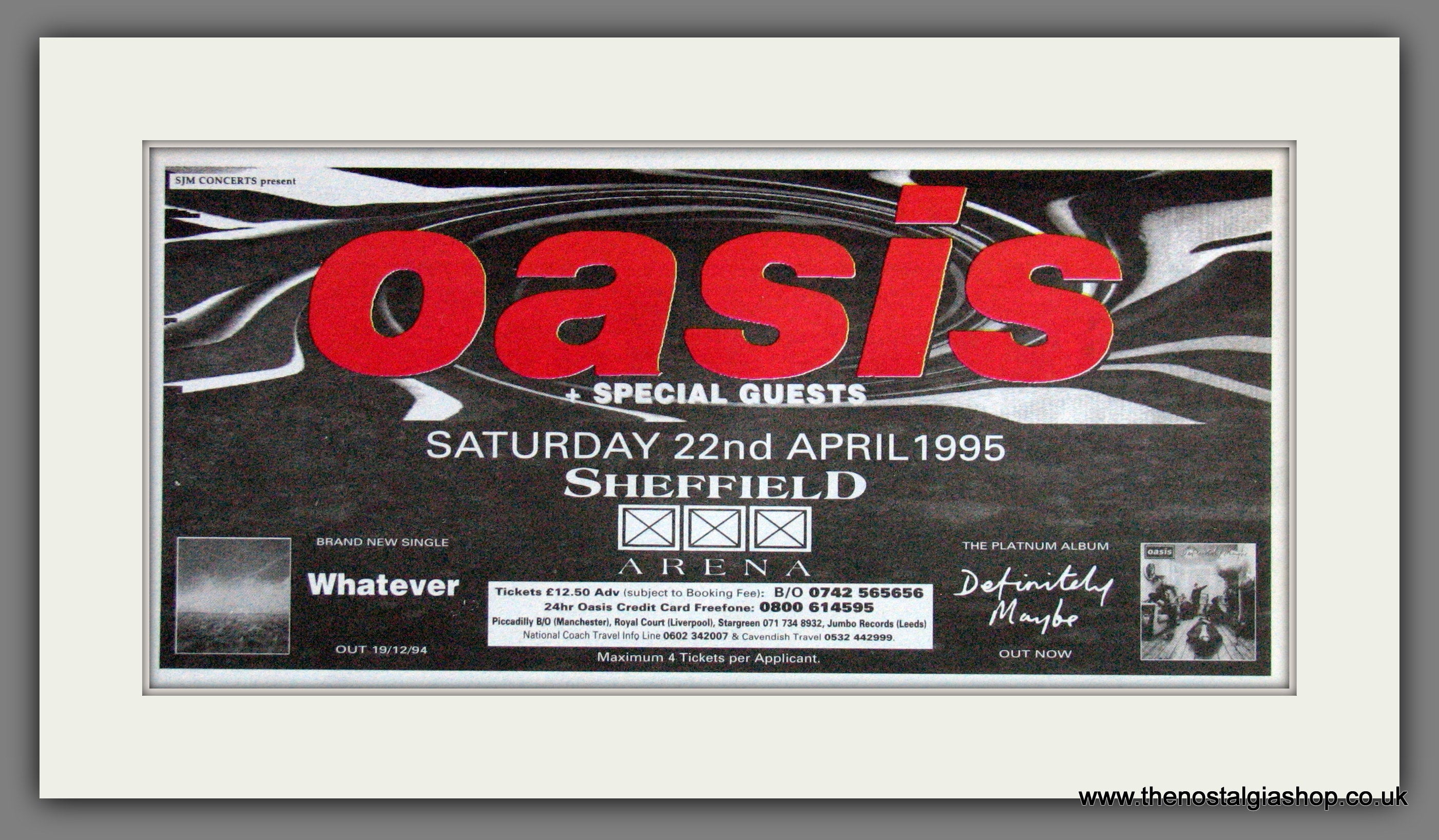 Oasis. Sheffield Arena 1995. Original Advert 1995 (ref AD55186) – The ...