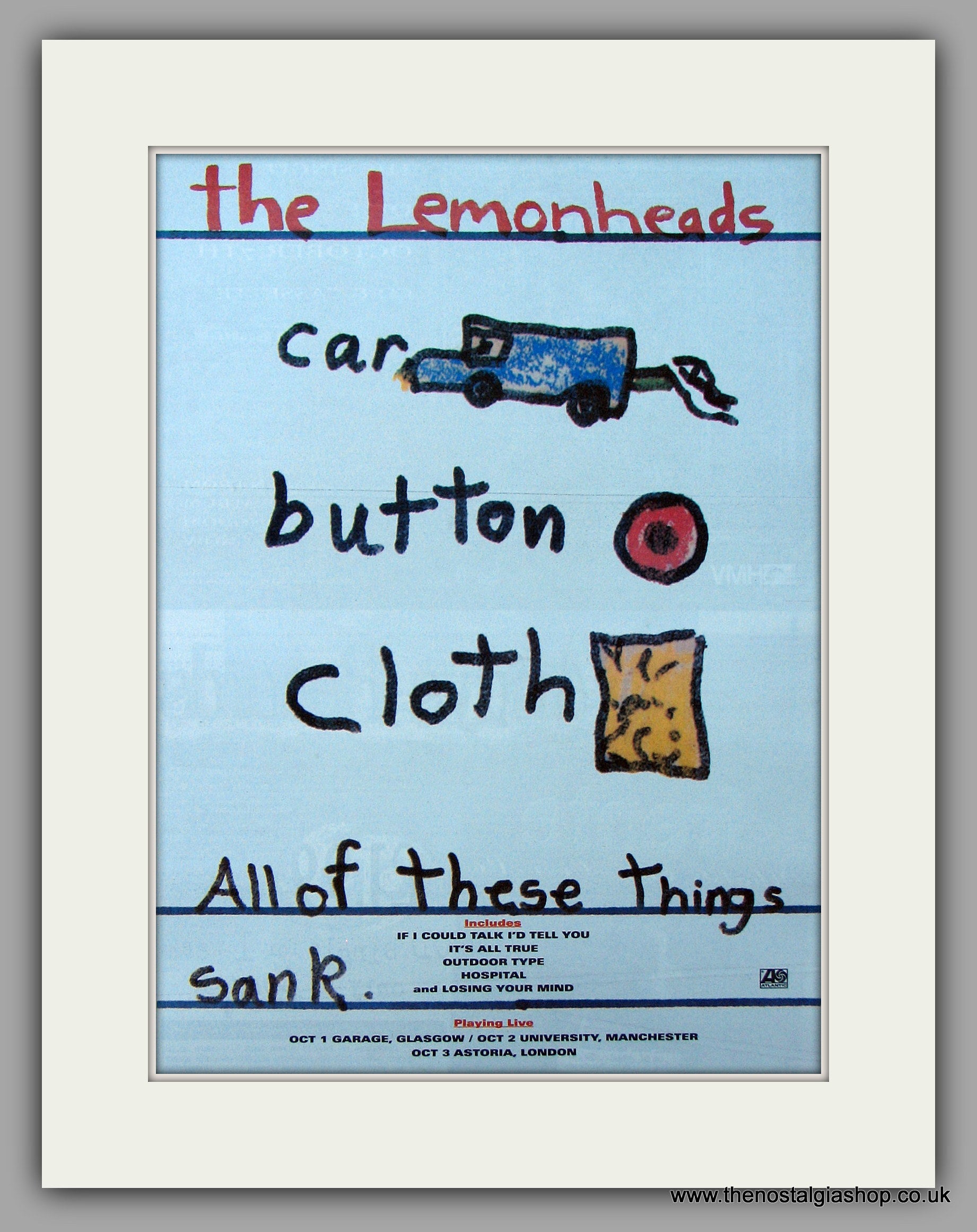 Lemonheads (The) - Car, Button, Cloth. Original Vintage Advert 1996 (r ...