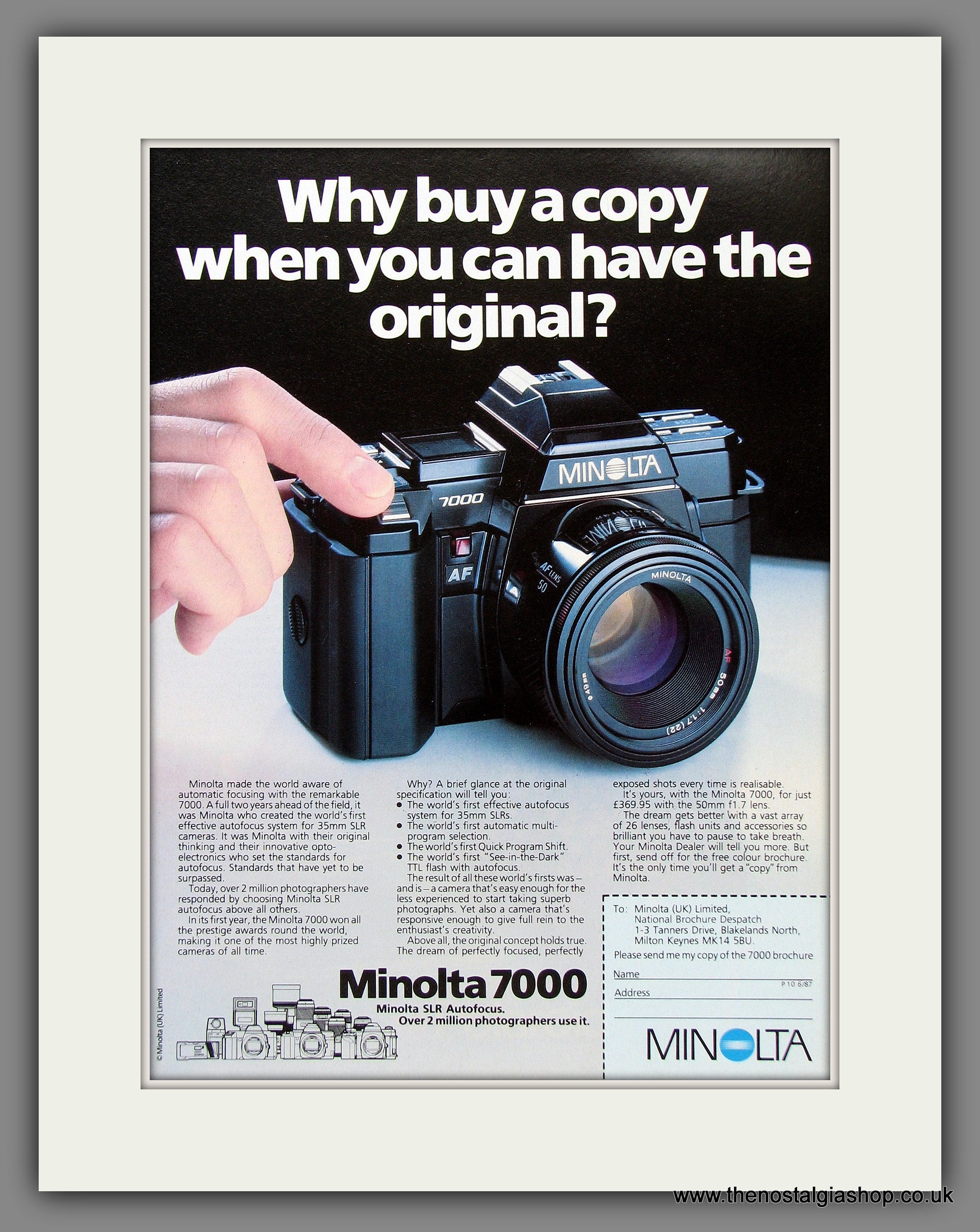Minolta 7000 SLR Camera. Original Advert 1987 (ref AD55309) – The ...