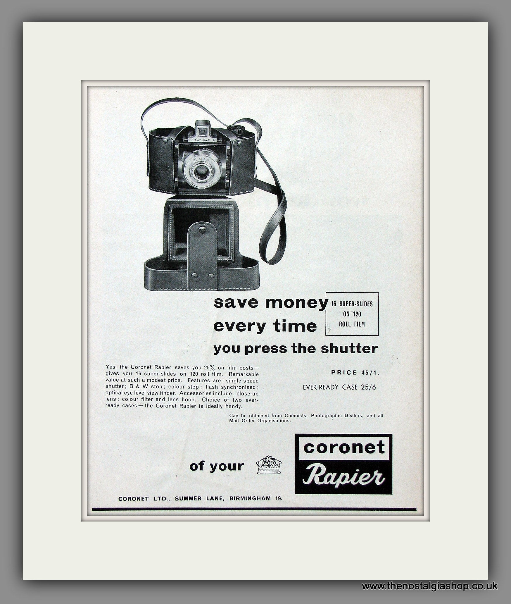 Coronet Rapier Camera. Original Advert 1961 (ref AD55317) – The ...