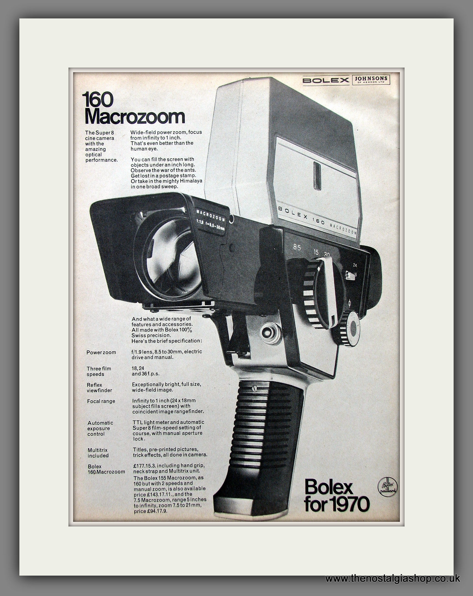 Bolex 160 Macrozoom Camera. Original Advert 1970 (ref AD55333) – The ...