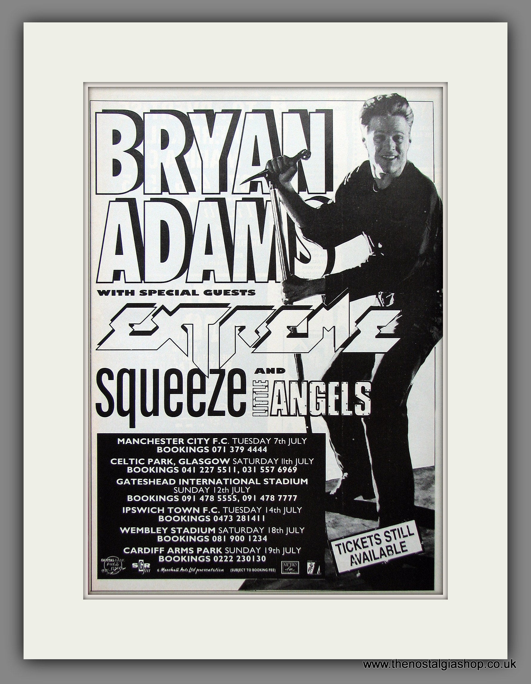 Bryan Adams. UK Tour with Squeeze/Extreme. 1992 Original Advert (ref A ...
