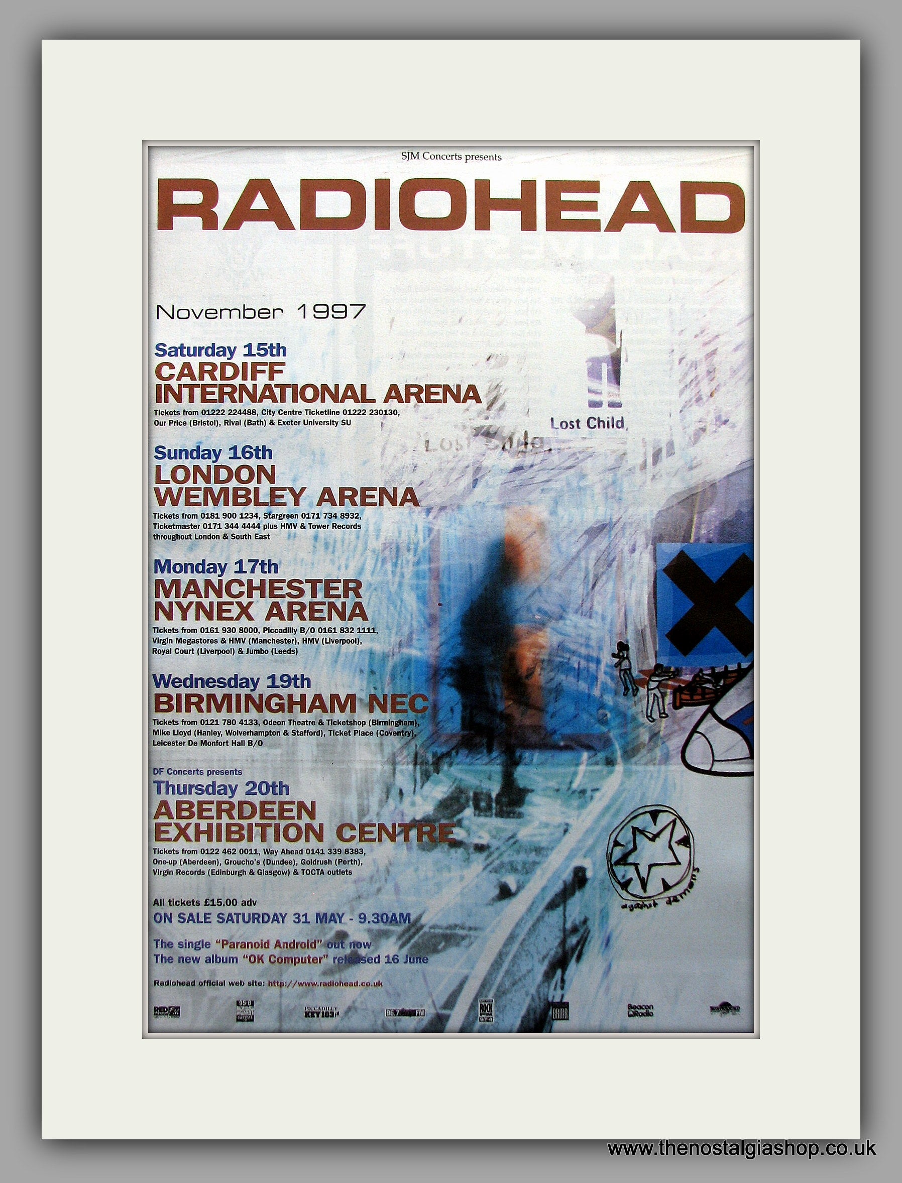 Radiohead. November 1997 Tour. Original Vintage Advert 1997 (ref AD110 ...