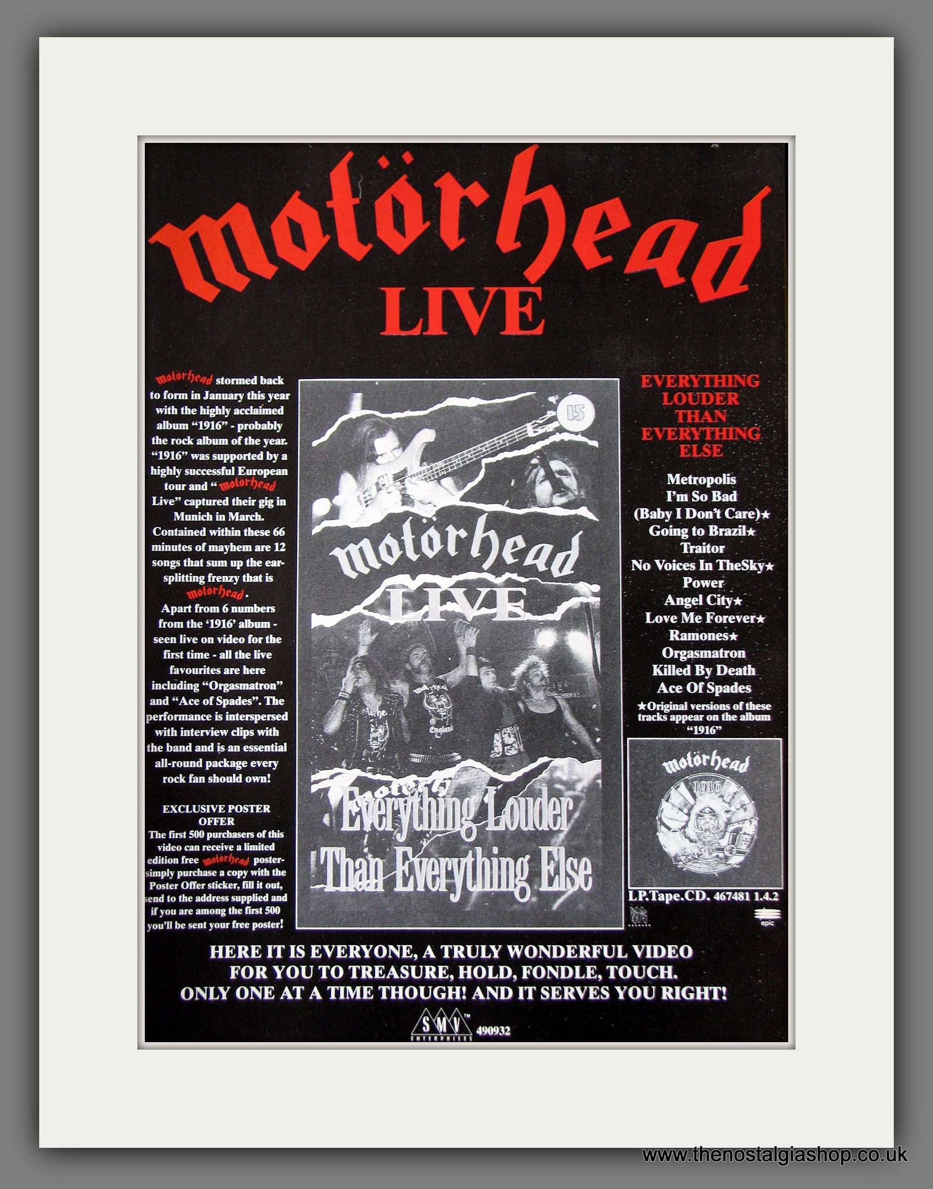 Motorhead. Live. Original Music Advert 1991 (ref AD55574) – The ...