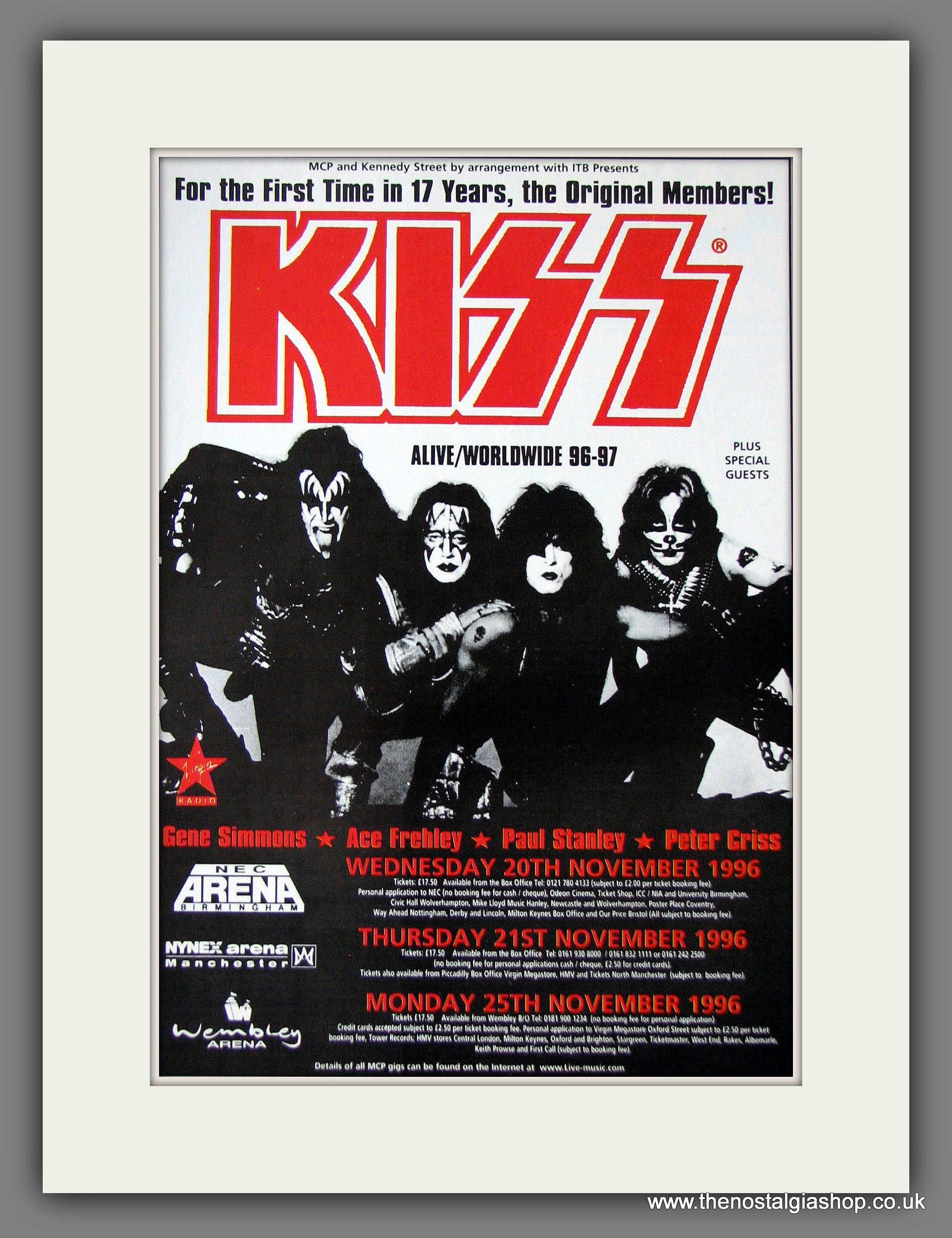 Kiss. Alive/Worldwide 96-97. UK Dates. 1996 Original Advert (ref AD556 ...