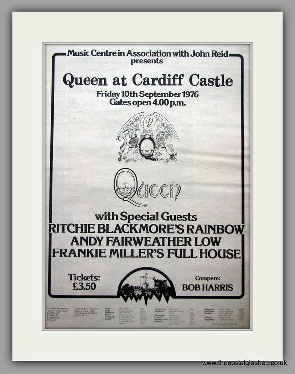 Queen at Cardiff Castle. Original Vintage Advert 1976 (ref AD11150 ...