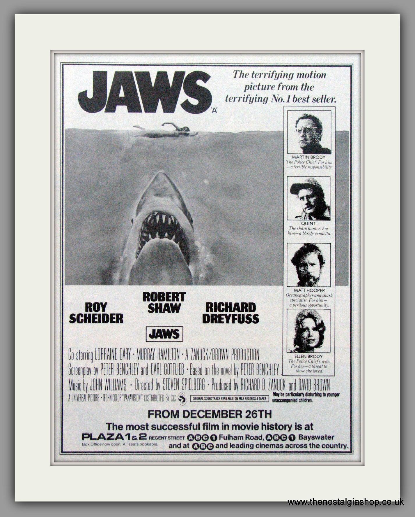 Jaws. 1976 Original advert (ref AD50477) – The Nostalgia Shop