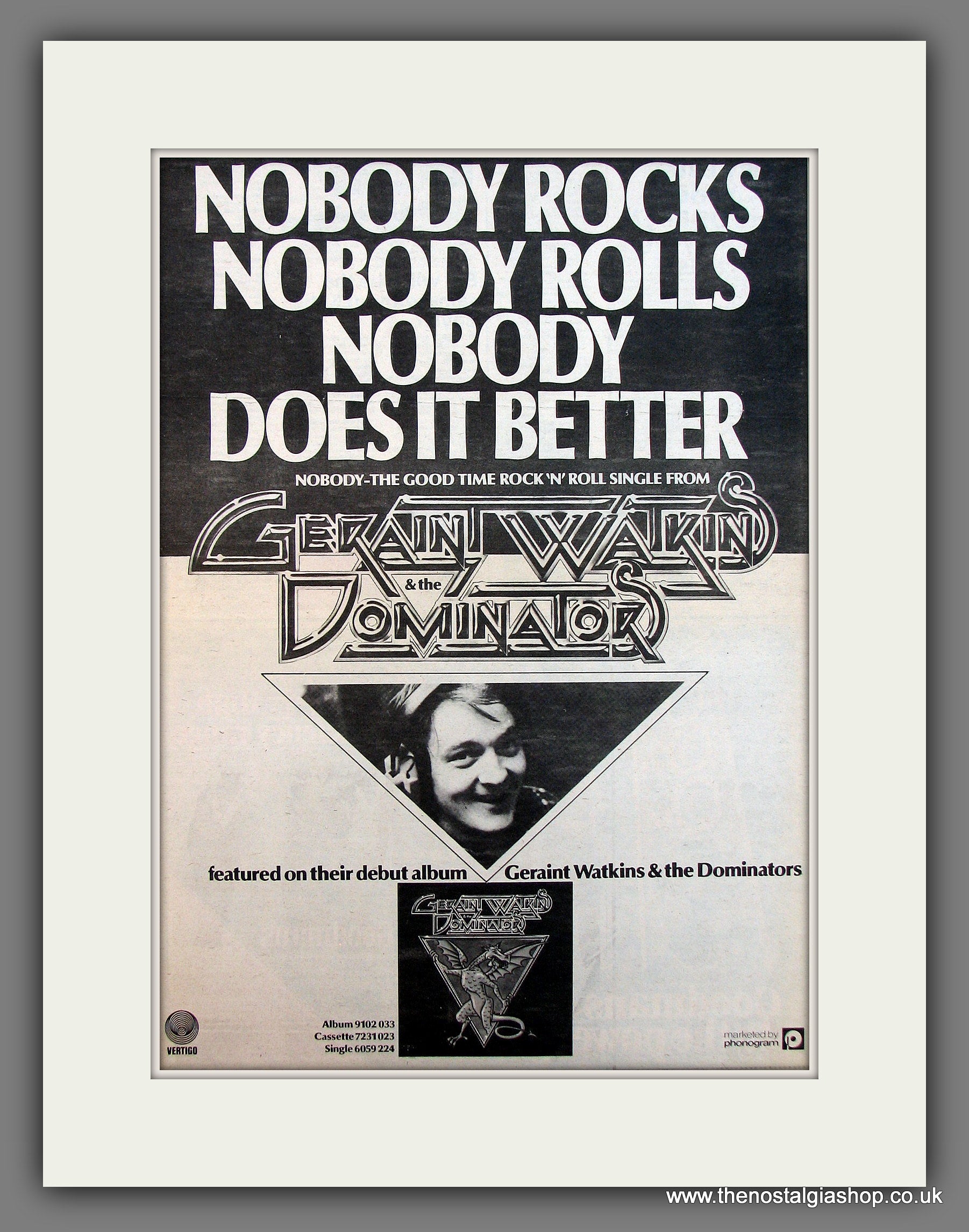 Geraint Watkins & The Dominators Debut Album. Original Vintage Advert ...