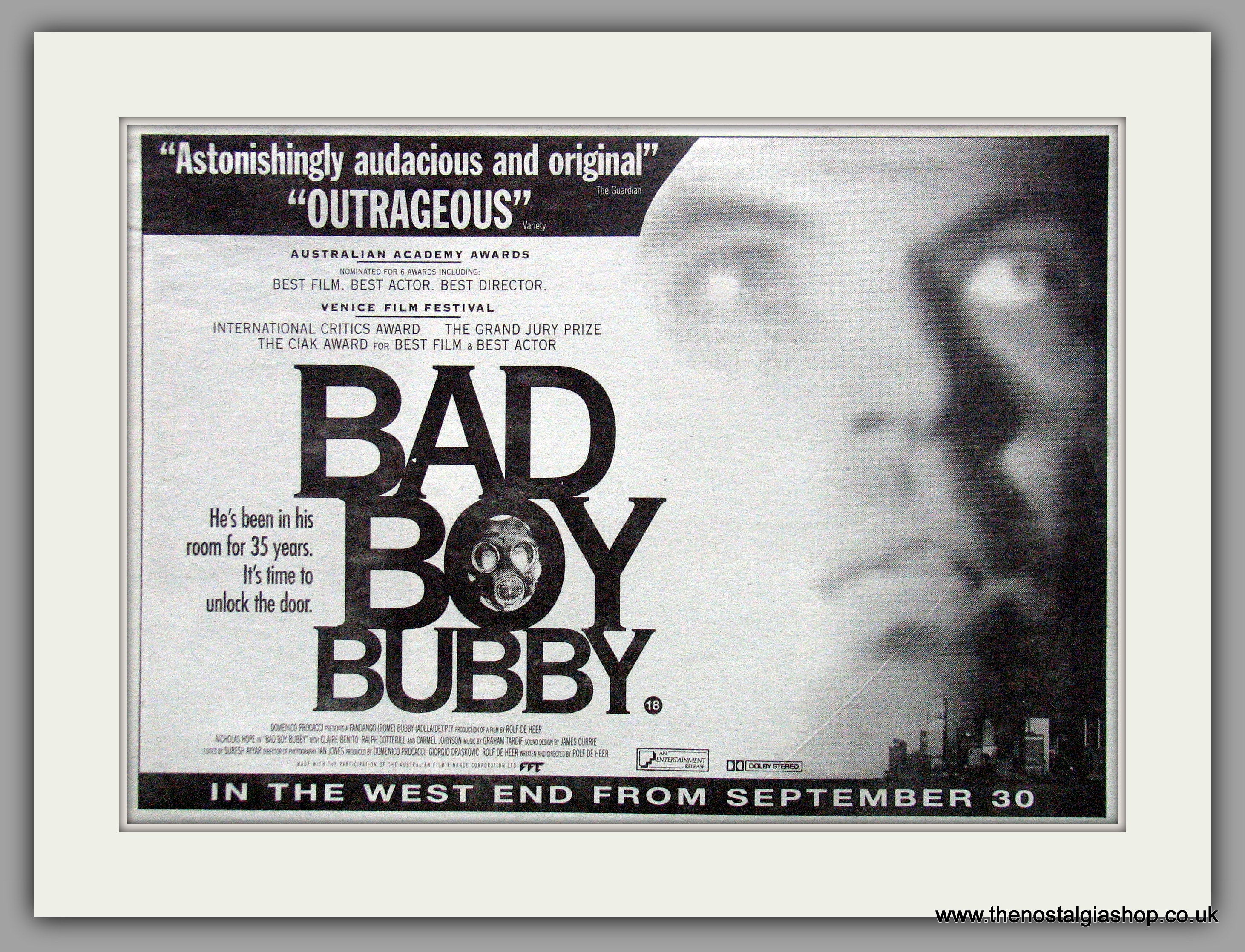 Bad Boy Bubby. Original Advert 1994 (ref AD50588) – The Nostalgia Shop