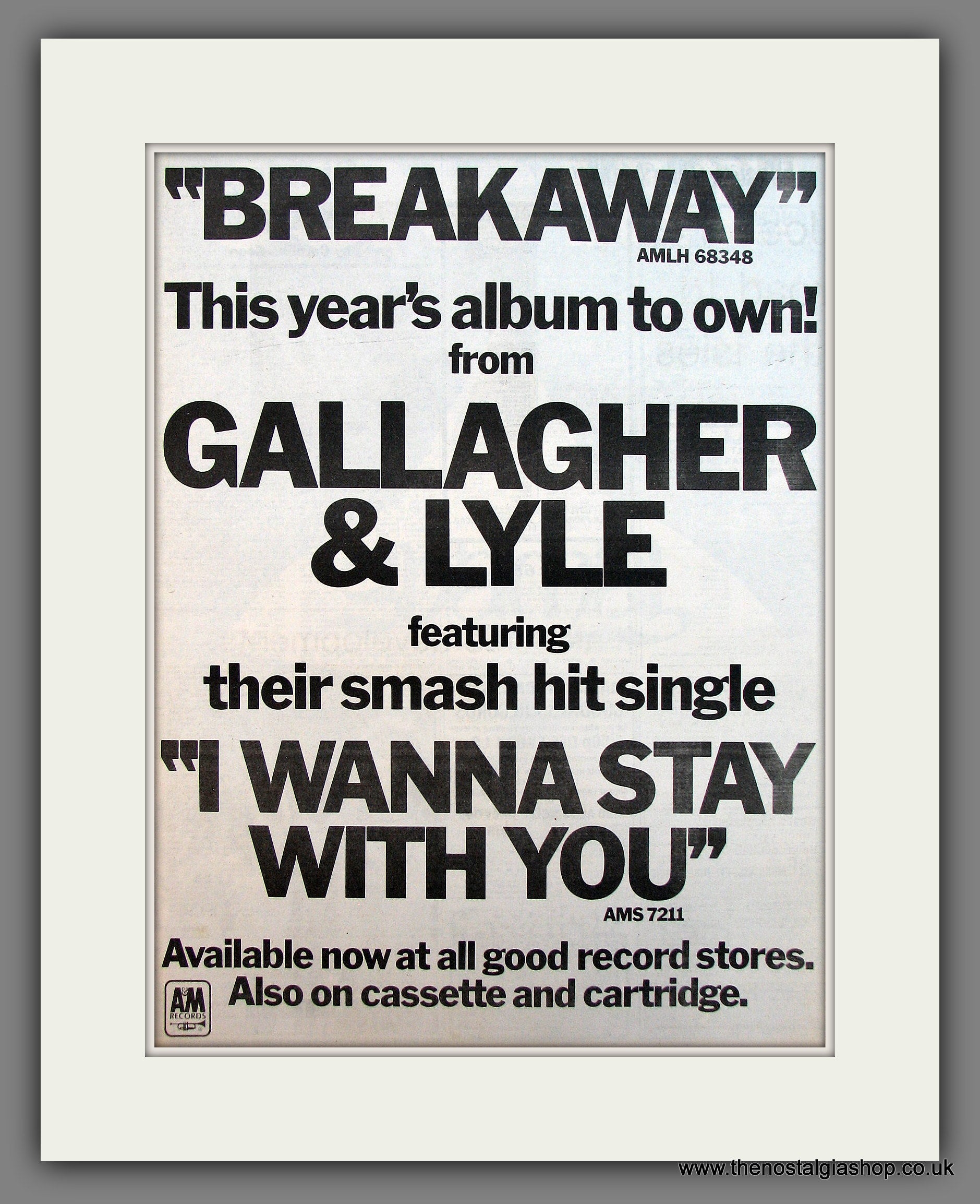Gallagher & Lyle Breakaway. Original Vintage Advert 1976 (ref AD13273 ...