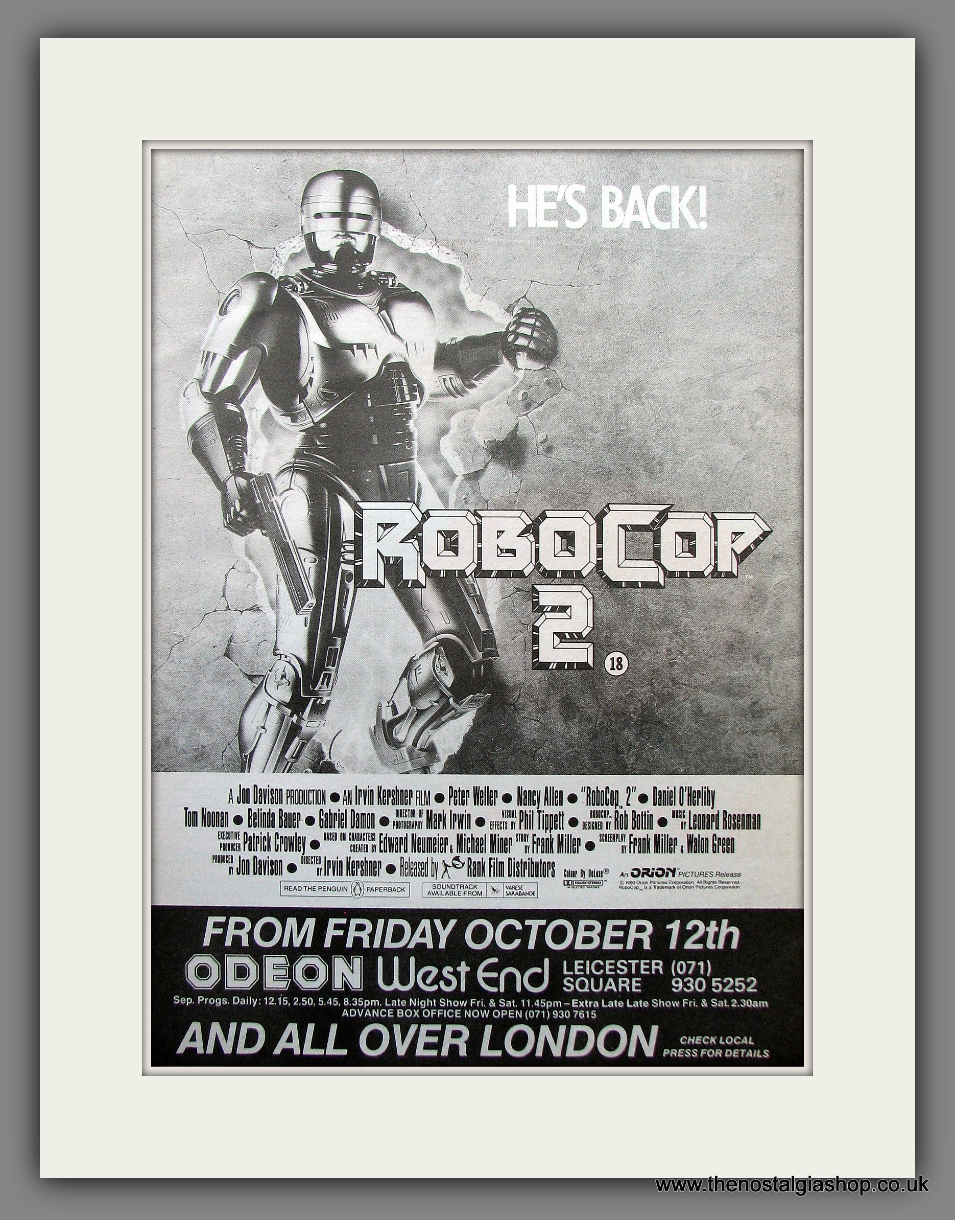 Robocop 2. Vintage Advert 1990 (ref AD13201) – The Nostalgia Shop