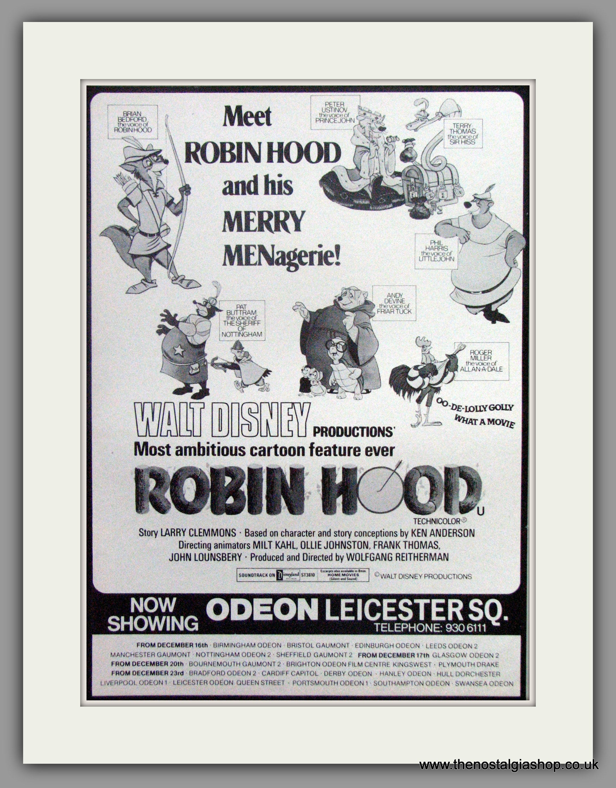 Robin Hood Walt Disney. Original Advert 1974 (ref AD51516) – The ...