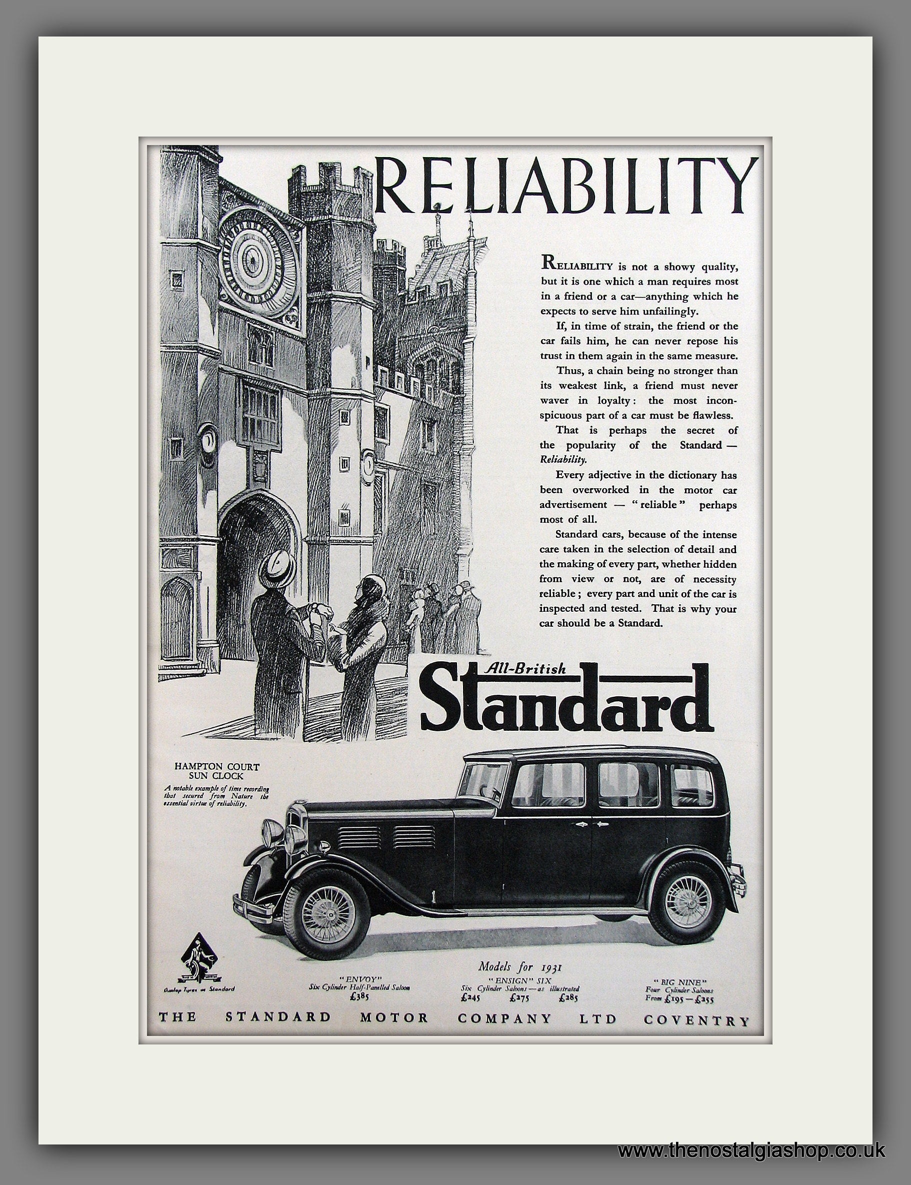 Standard Range for 1931. Reliability. Original Advert 1931 (ref AD3000 ...