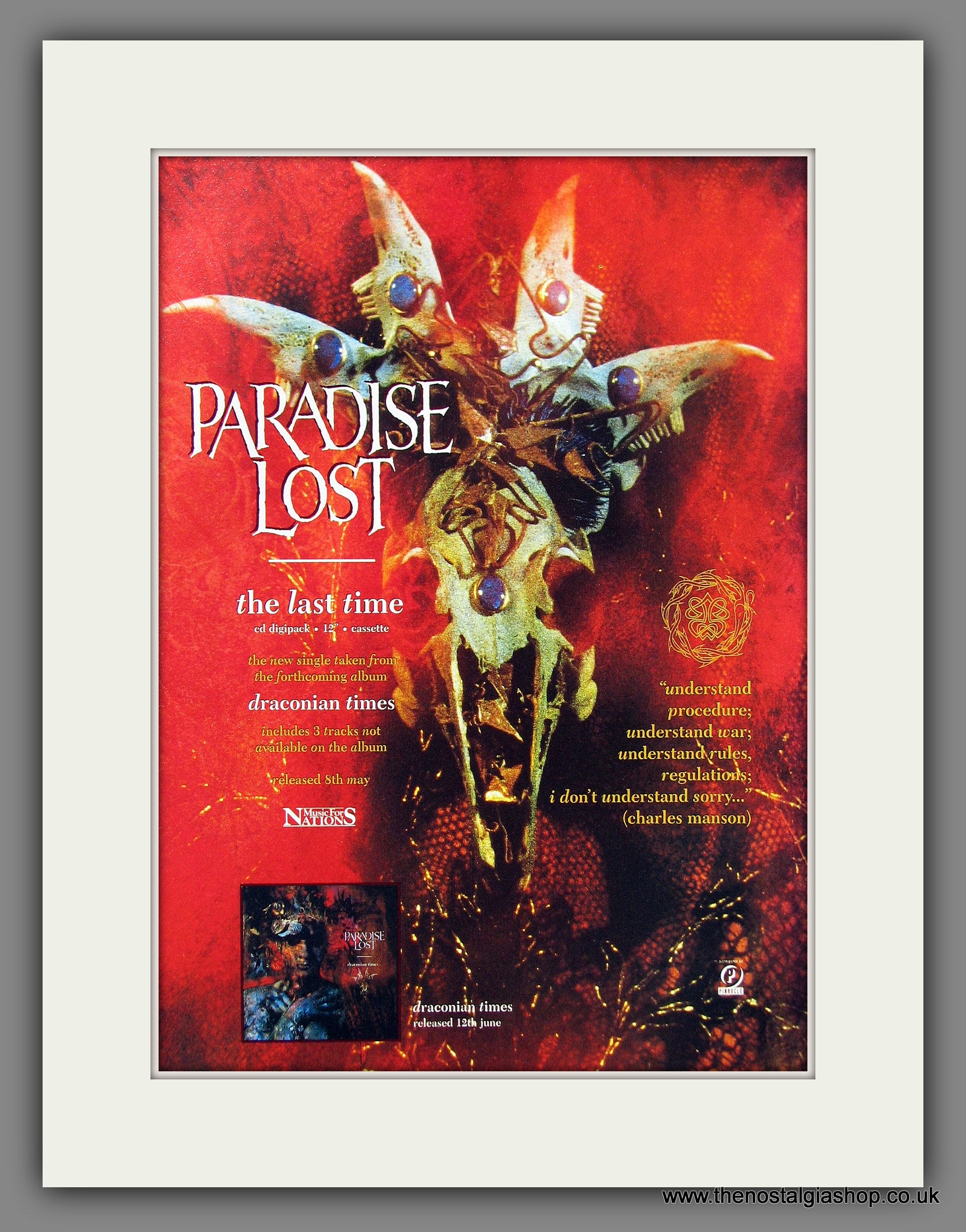 Paradise Lost, The Last Time. 1995 Original Advert (ref AD55779) – The ...