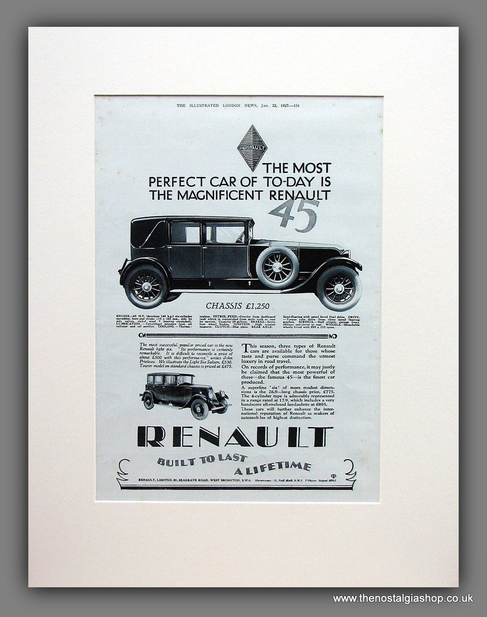 Renault 45. Original Advert 1927 (ref AD110M) – The Nostalgia Shop