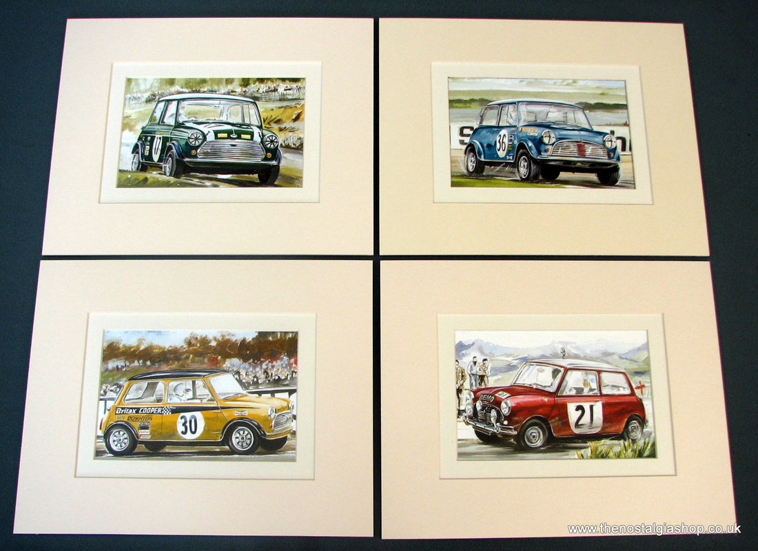 Mini Cooper (Sporting). Set of 4 Mounted Prints – The Nostalgia Shop