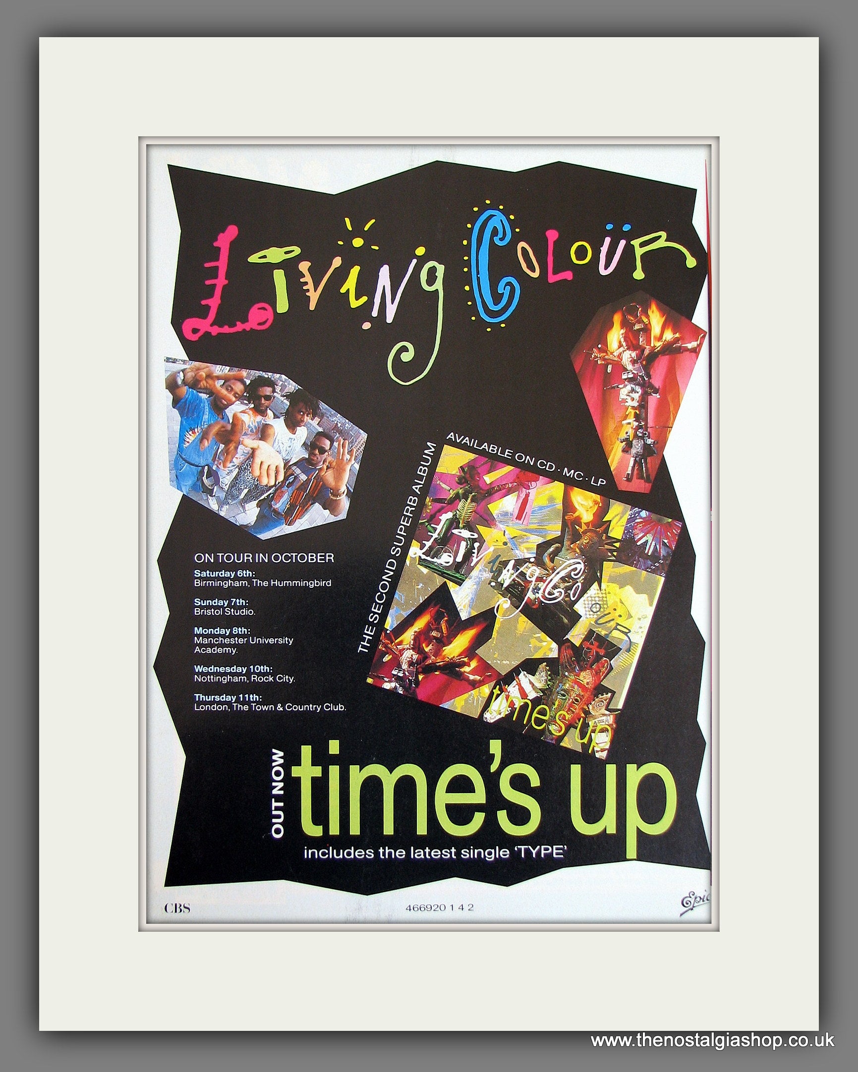 Living Colour Times Up. Original Vintage Advert 1990 (ref AD56204 ...