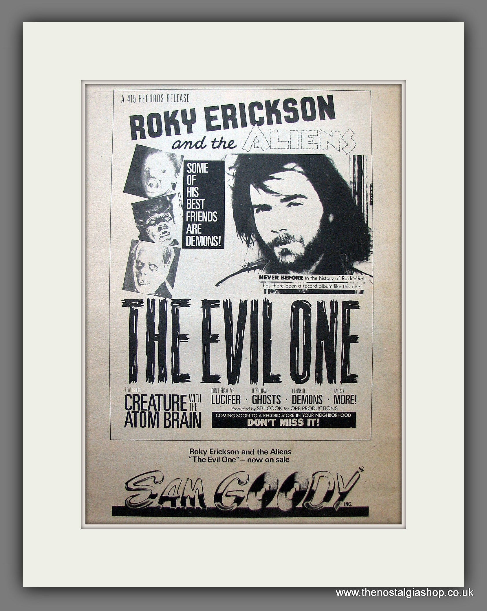 Roky Erickson And The Aliens. The Evil One. Vintage Advert 1981 (ref A ...