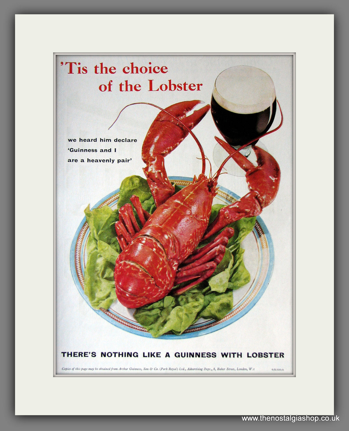 Guinness with Lobster. 1959 Original Advert (ref AD56336) – The ...