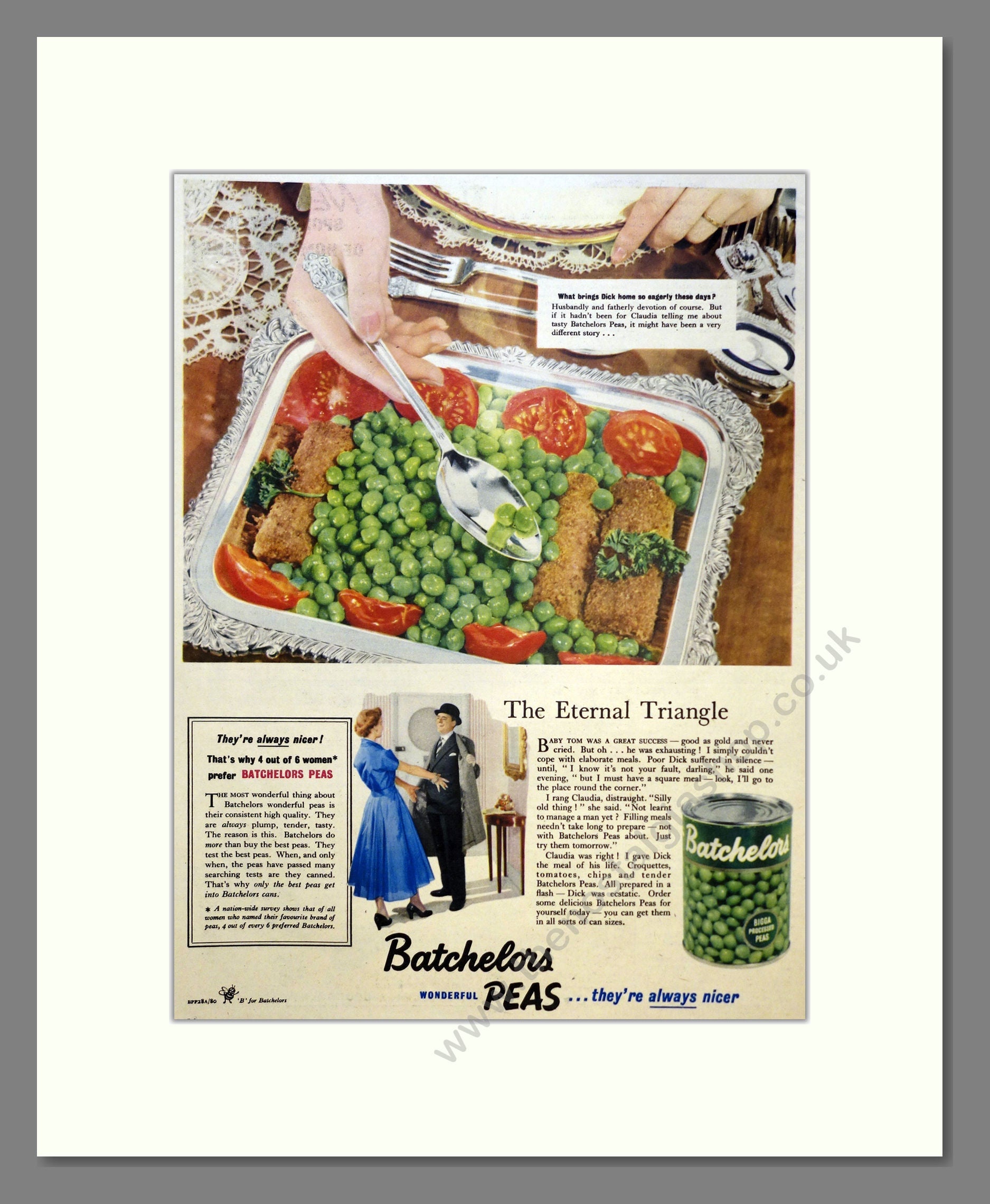 Batchelors Peas. Vintage Advert 1954 (ref AD301527) – The Nostalgia Shop
