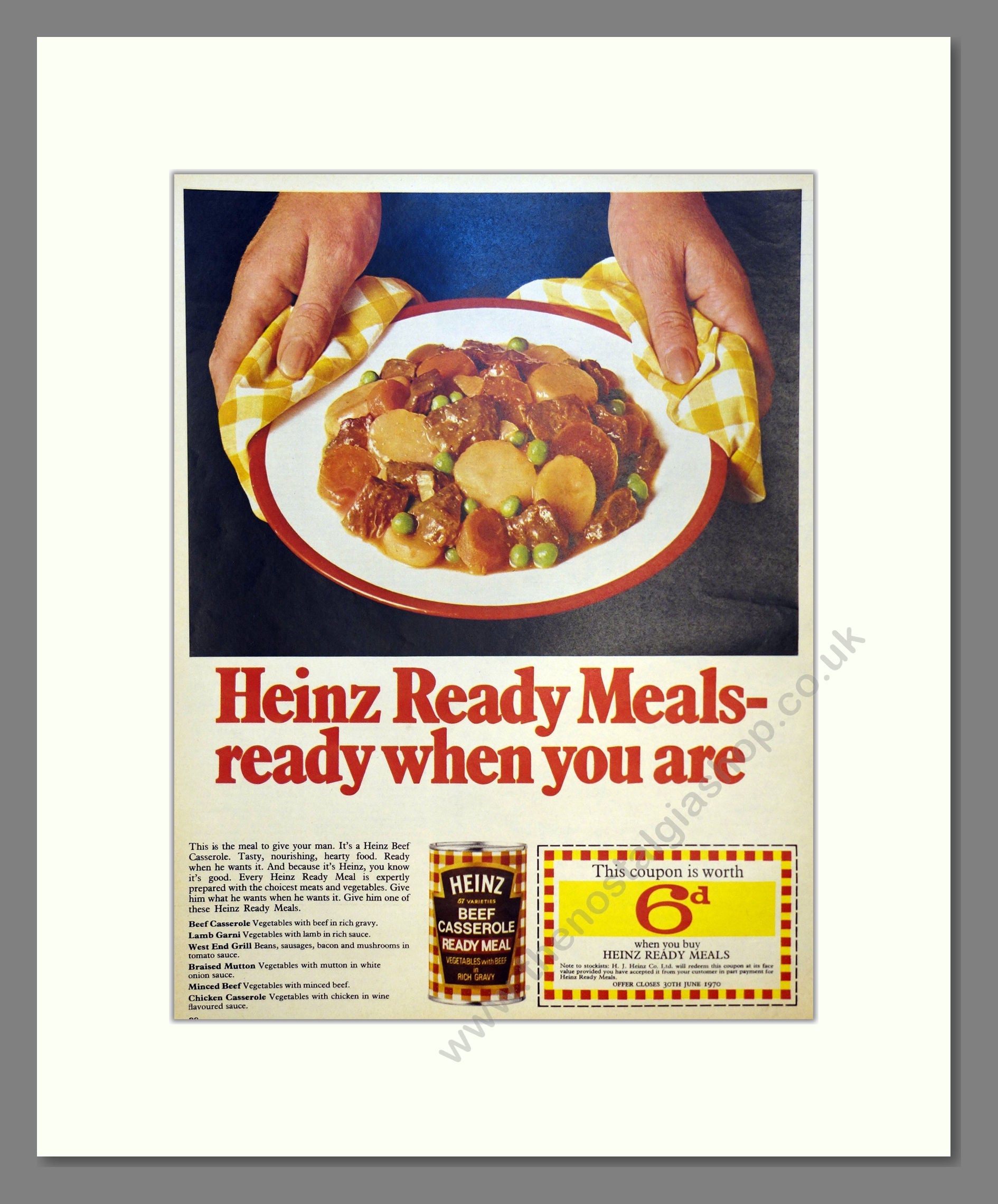 Heinz Ready Meals. Vintage Advert 1969 (ref AD301628) – The Nostalgia Shop