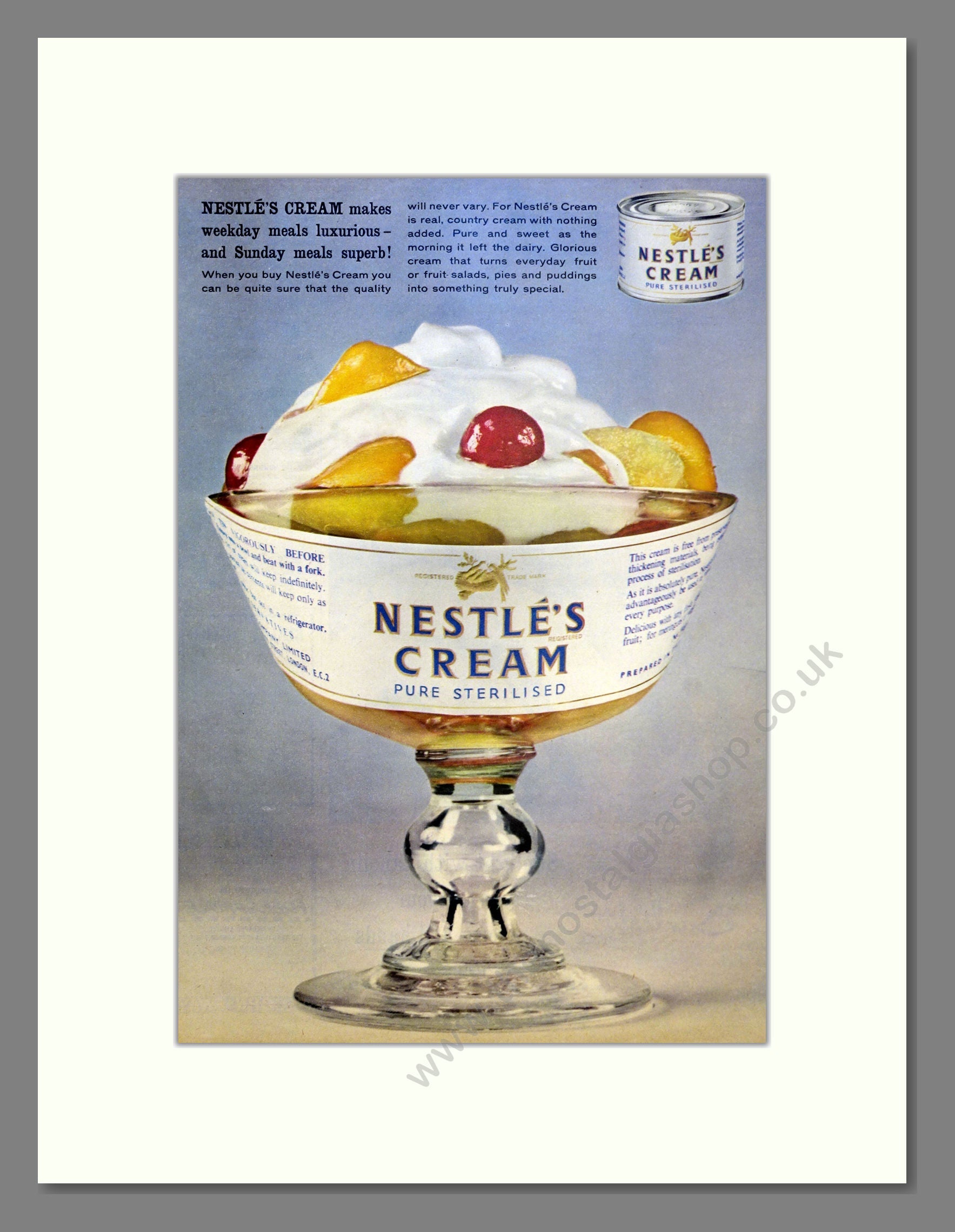 Nestle's Cream. Vintage Advert 1961 (ref AD301670) – The Nostalgia Shop