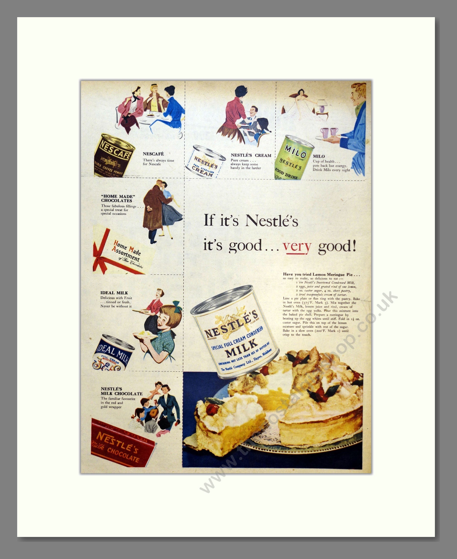 Nestle's Foods. Vintage Advert 1954 (ref AD301680) – The Nostalgia Shop