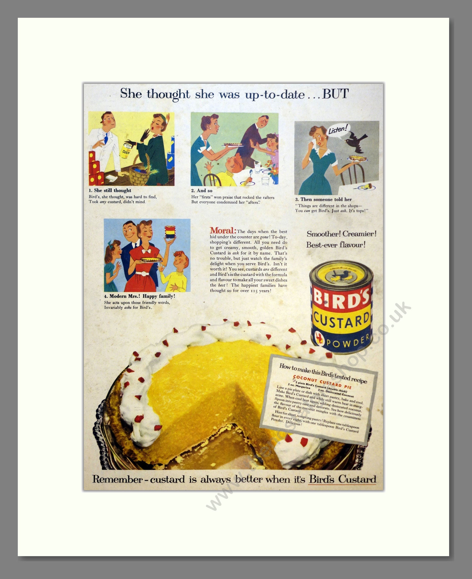 Bird's Custard. Vintage Advert 1954 (ref AD301734) – The Nostalgia Shop
