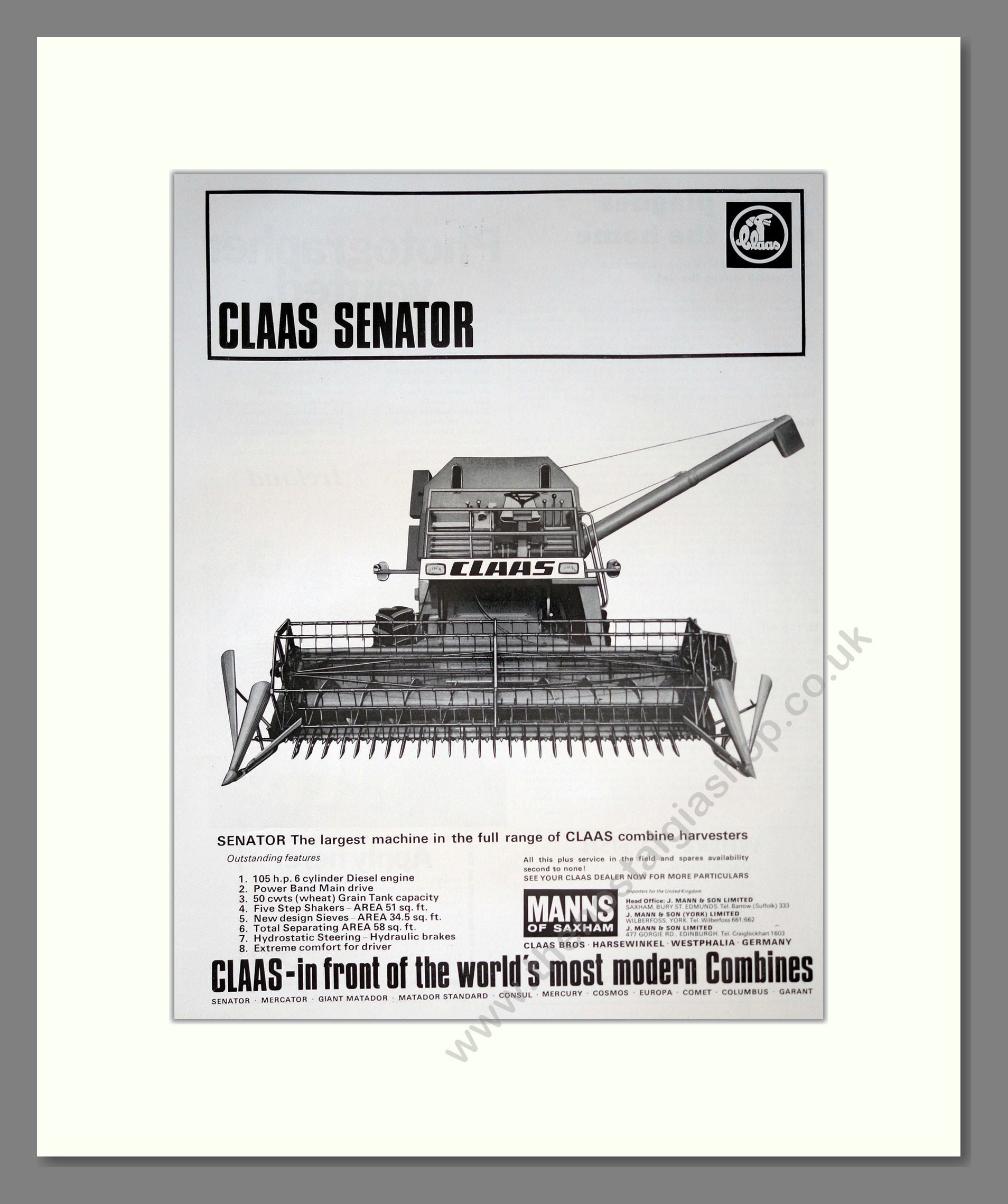 Claas Senator. Vintage Advert (ref AD301818) – The Nostalgia Shop