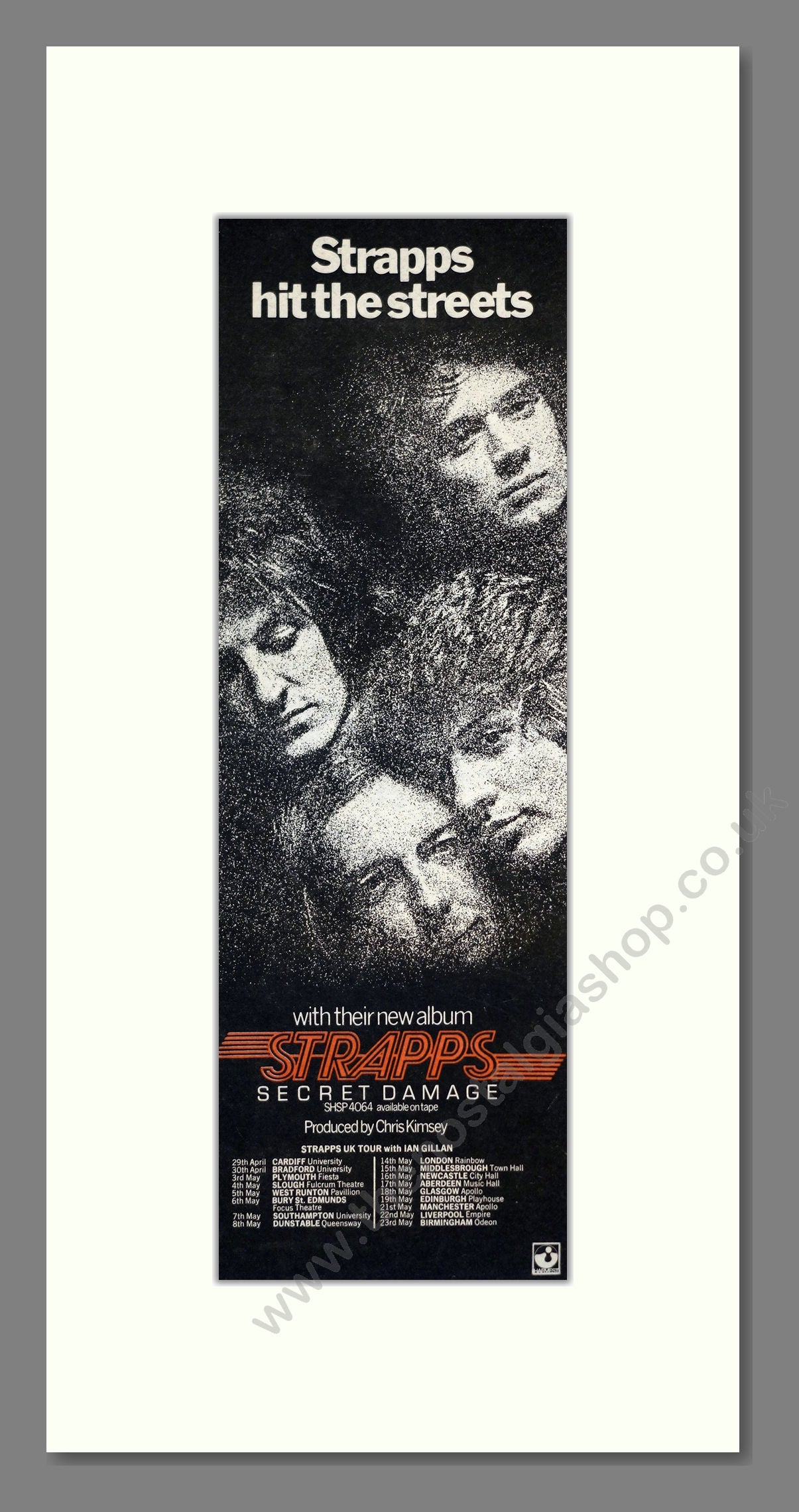 Strapps - Secret Damage (UK Tour). Vintage Advert 1977 (ref AD201193 ...
