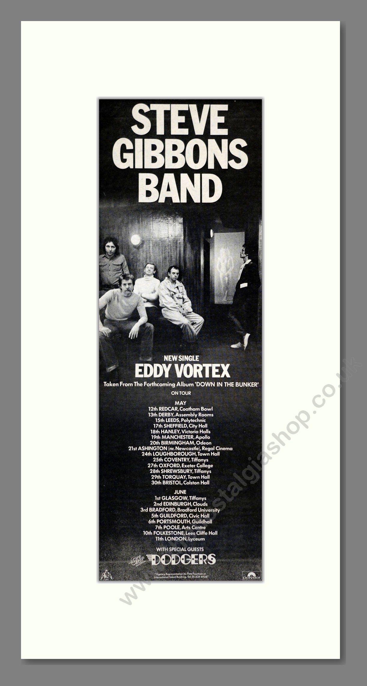 Steve Gibbons Band - Eddie Vortex (UK Tour). Vintage Advert 1978 (ref ...