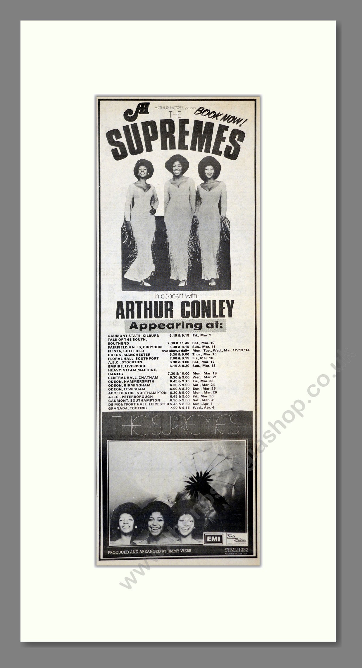 Supremes - UK Tour. Vintage Advert 1973 (ref AD201273) – The Nostalgia Shop