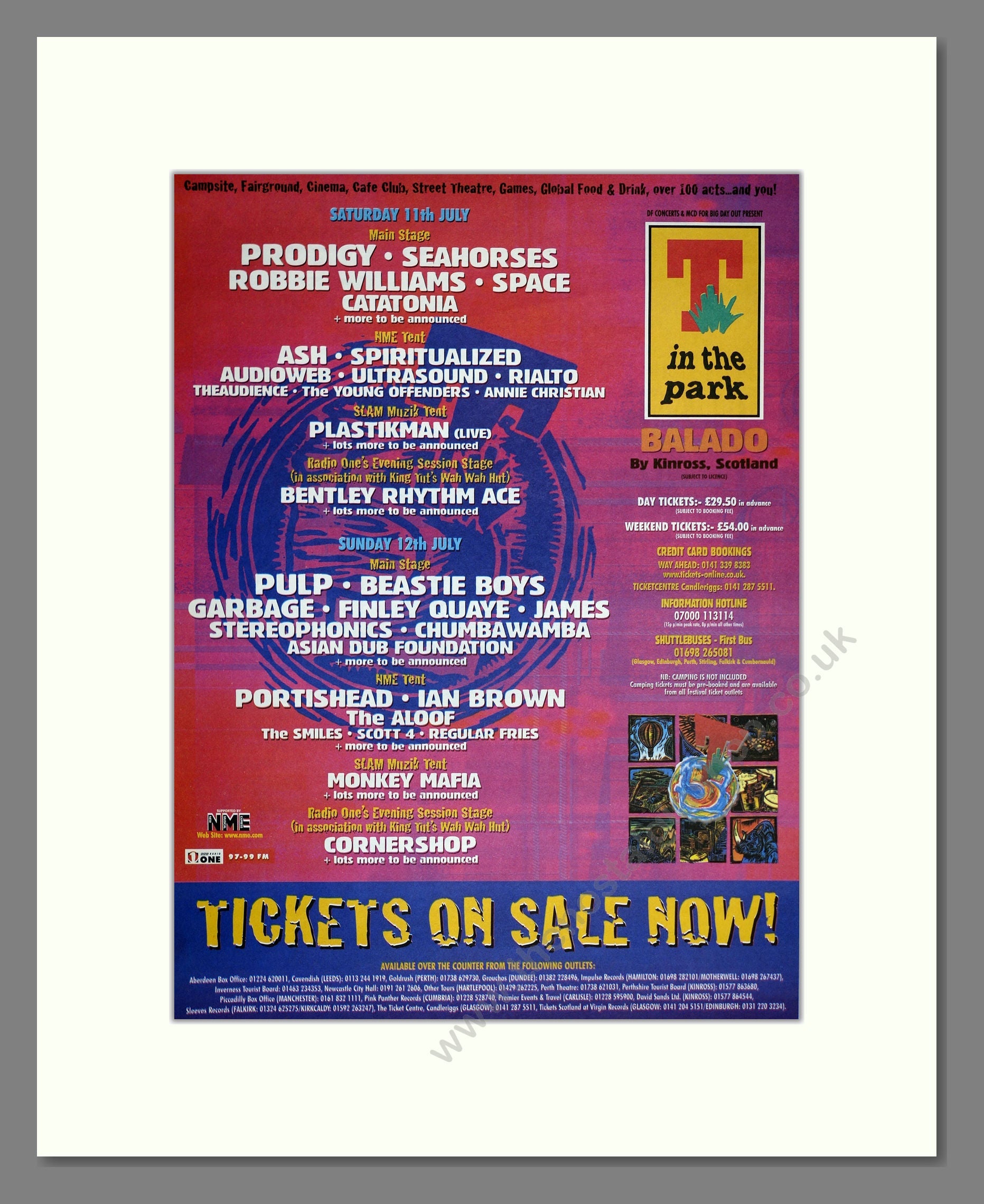 T In The Park - Line Up. Vintage Advert 1998 (ref AD17247) – The ...