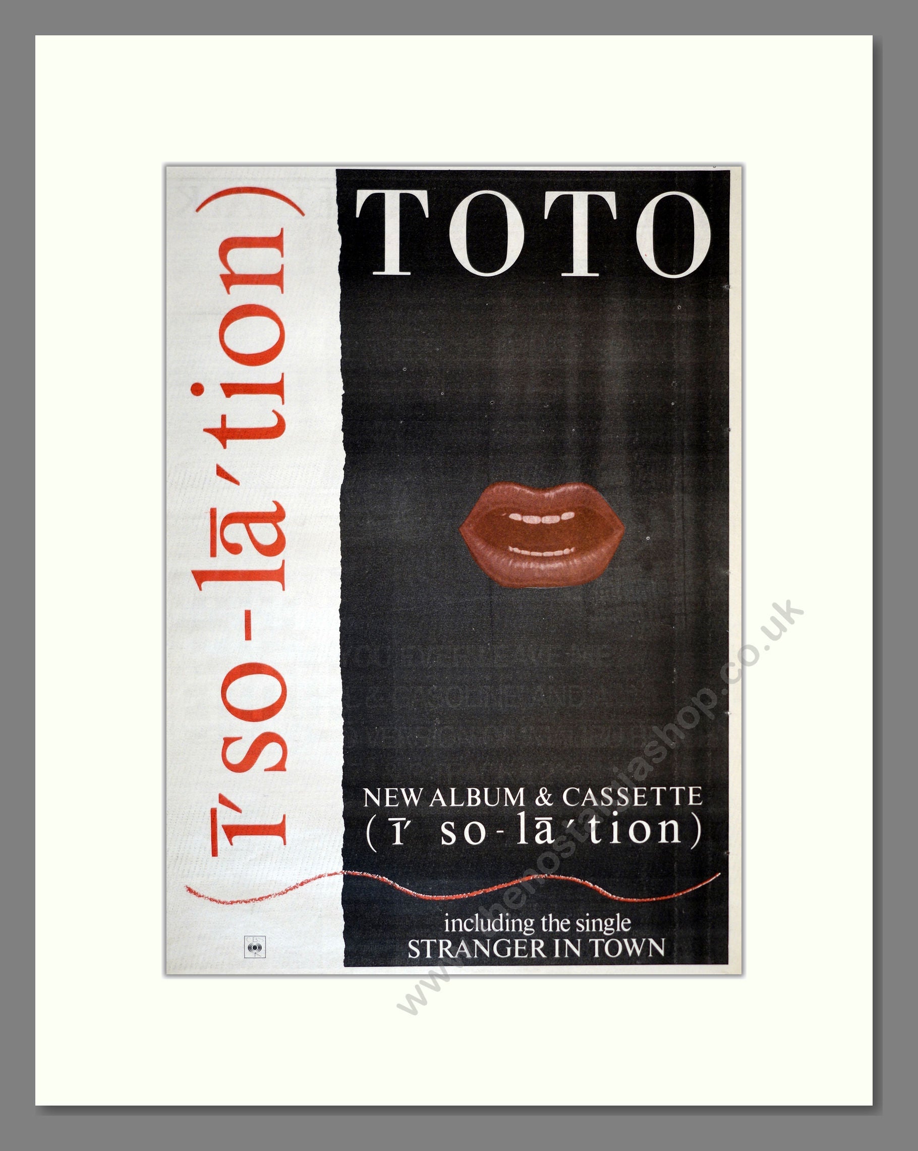 Toto - Isolation. Vintage Advert 1984 (ref AD17264) – The Nostalgia Shop