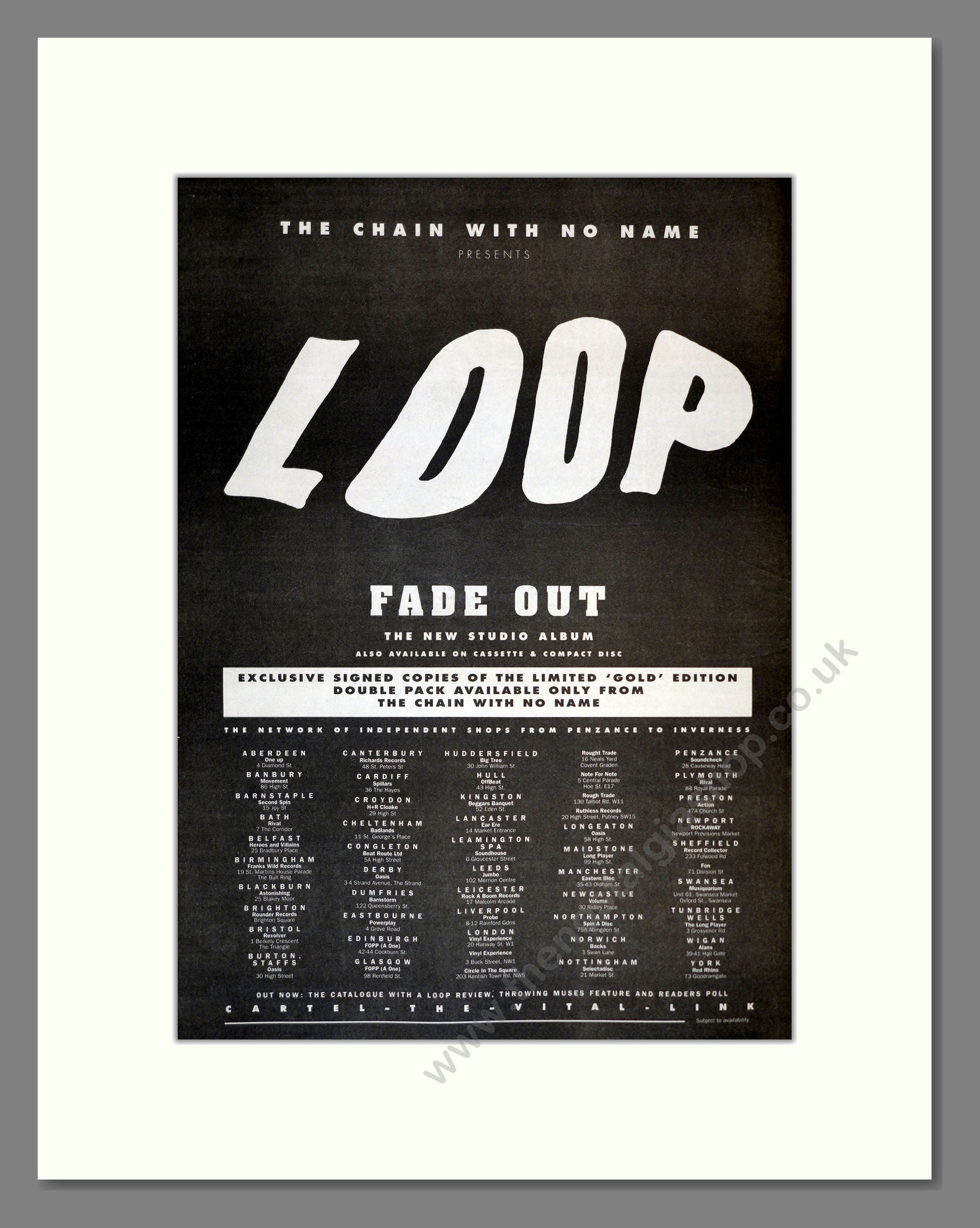 Loop - Fade Out. Vintage Advert 1989 (ref AD17337) – The Nostalgia Shop