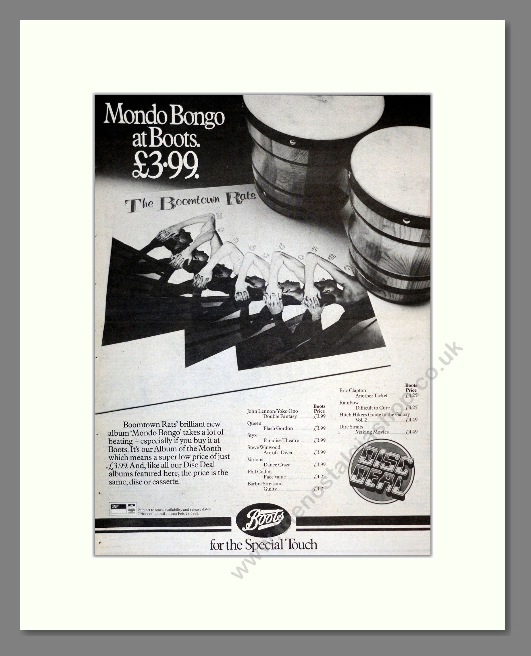 Boomtown Rats (The) - Mongo Bongo. Vintage Advert 1981 (ref AD17429 ...