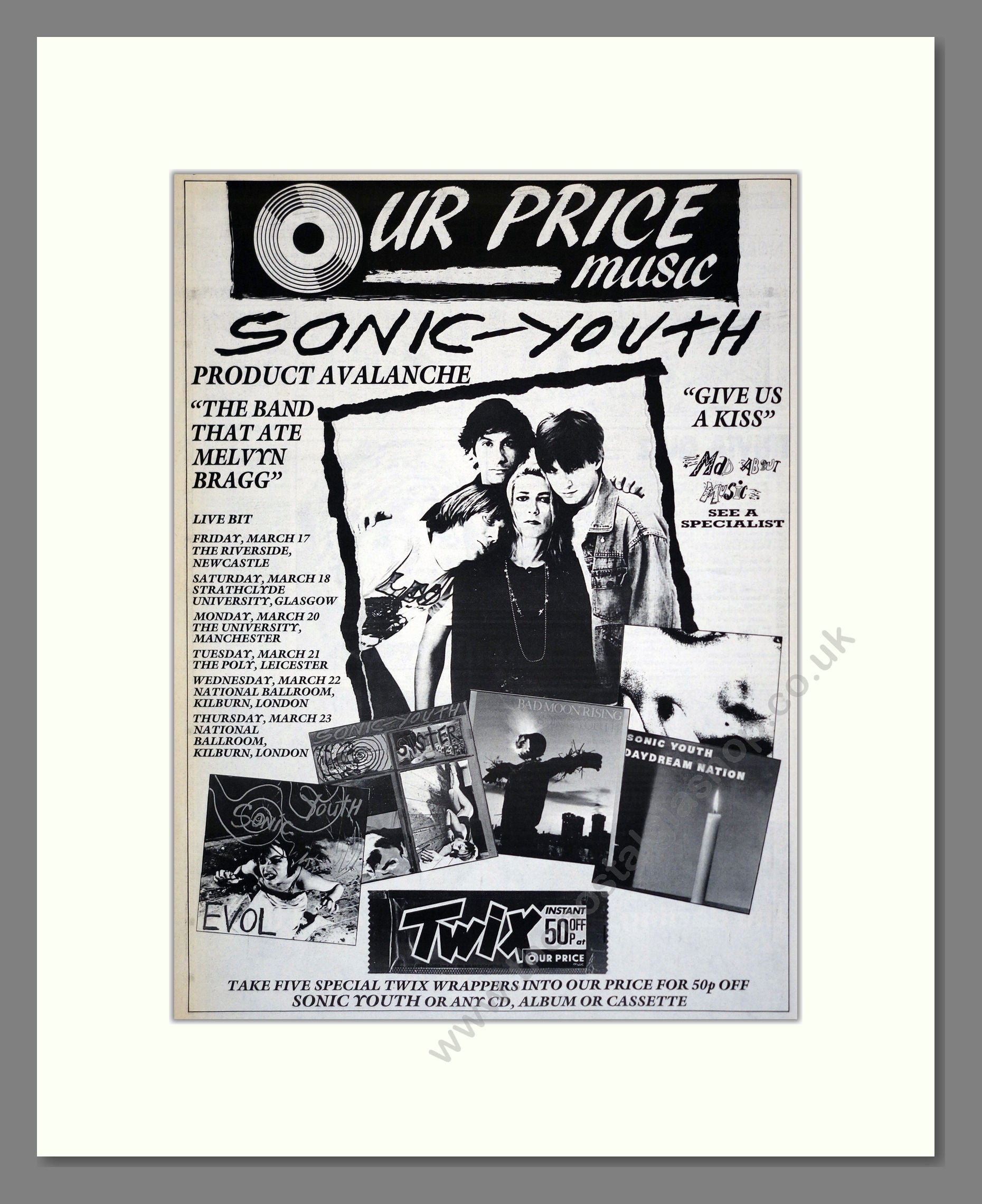 Sonic Youth - Various Albums. Vintage Advert 1989 (ref AD17489) – The Nostalgia Shop