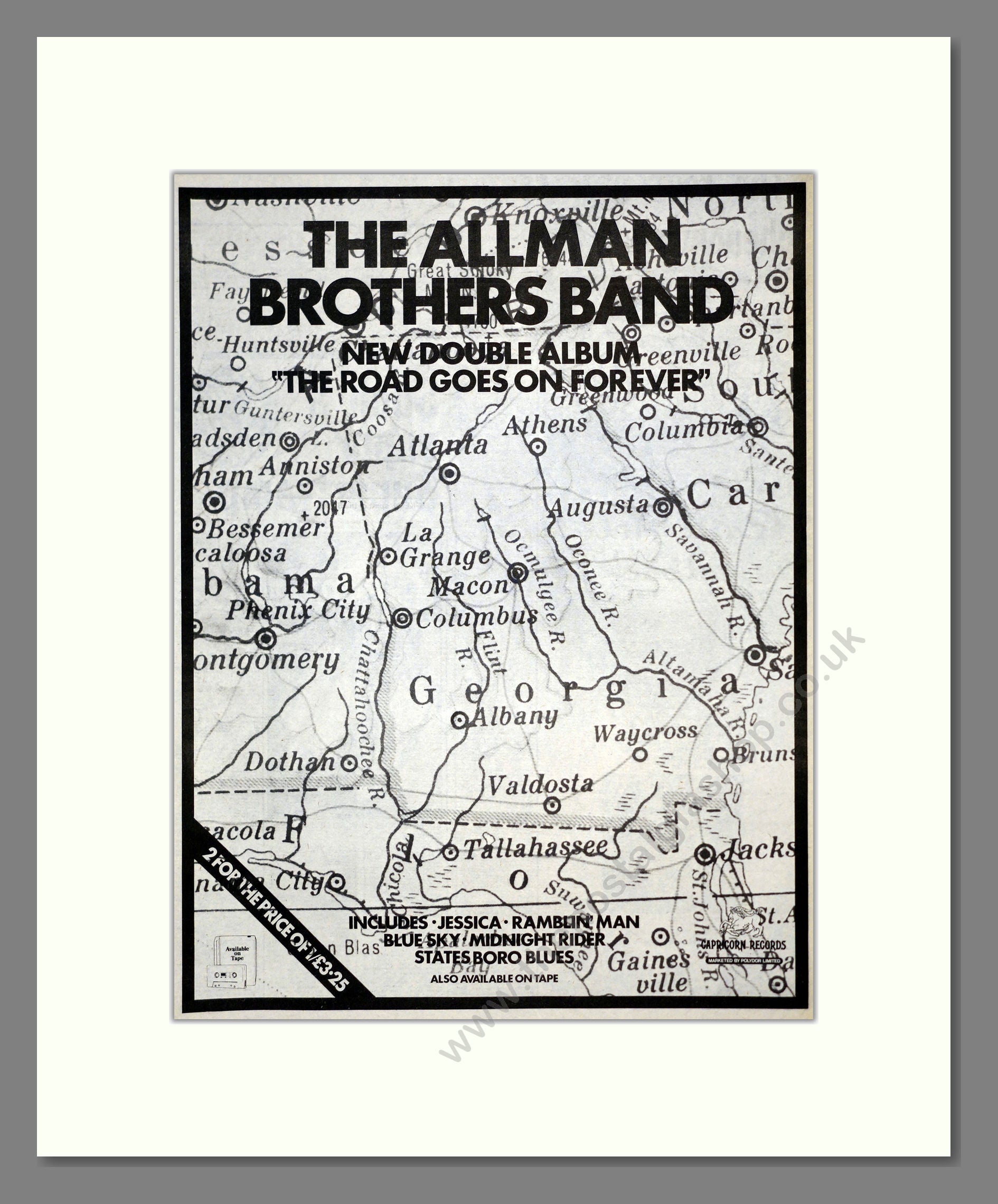 Allman Brothers Band (The) - The Road Goes On Forever. Vintage Advert ...
