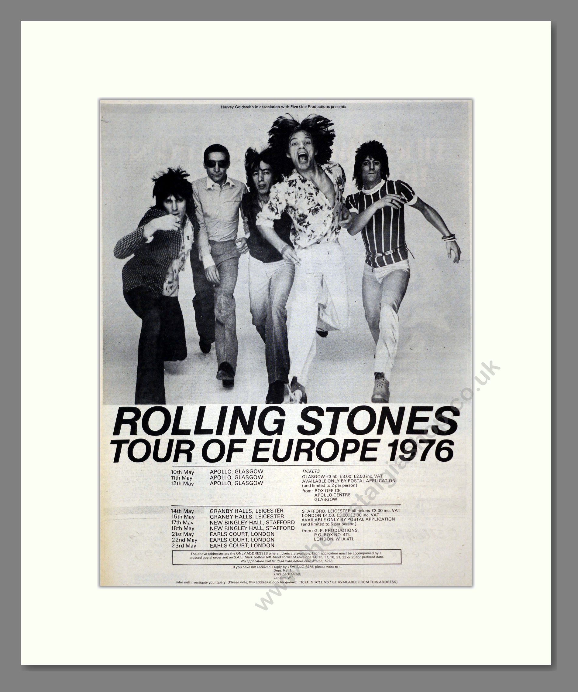 Rolling Stones (The) - European Tour. Vintage Advert 1976 (ref AD17551 ...