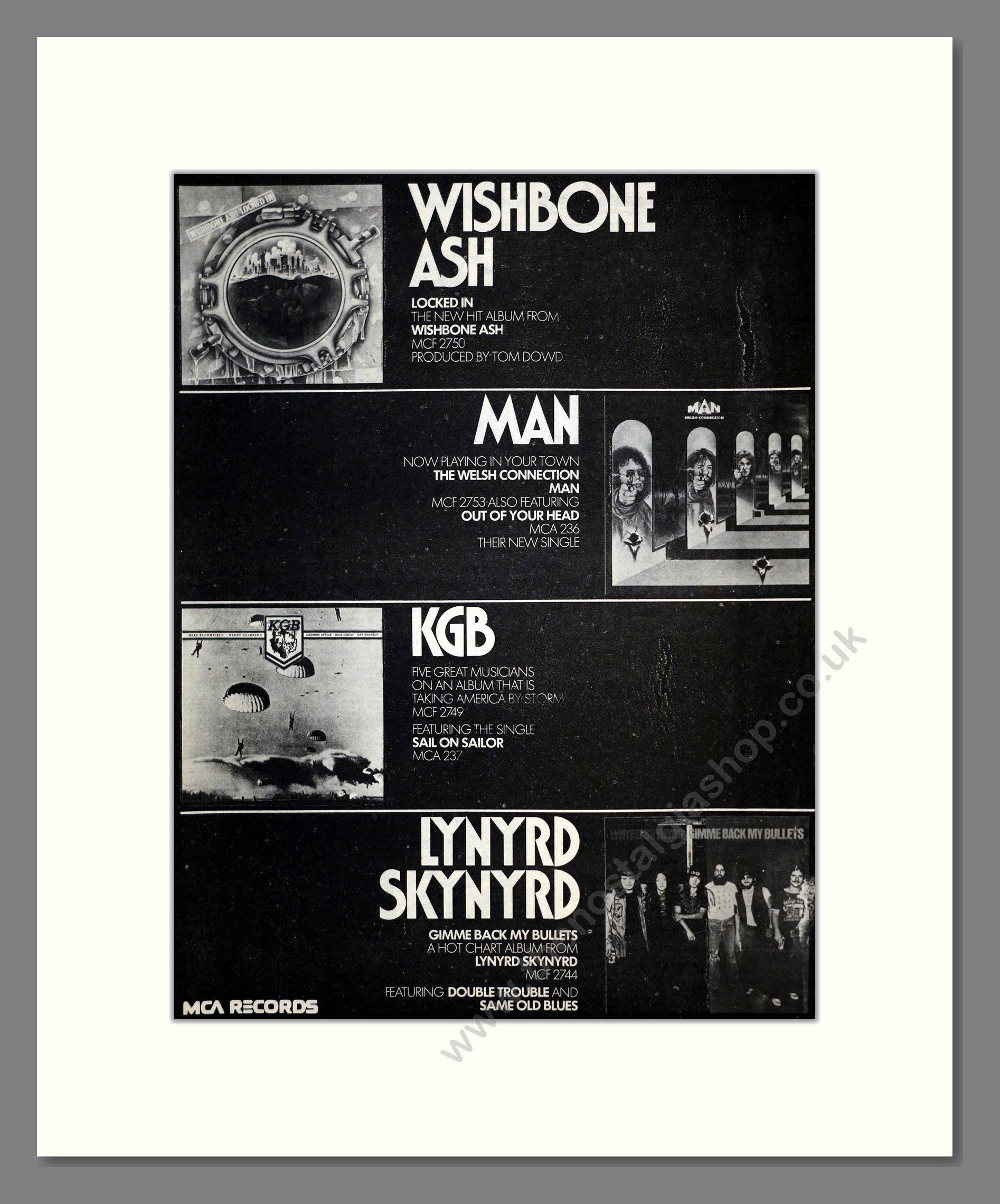 Wishbone Ash / Man / KGB / Lynyrd Skynyrd - Various Albums. Vintage Ad – The Nostalgia Shop