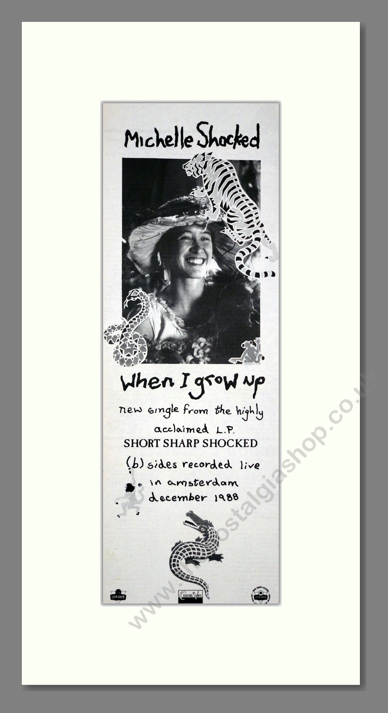 Michelle Shocked - When I Grow Up. Vintage Advert 1989 (ref AD201335 ...