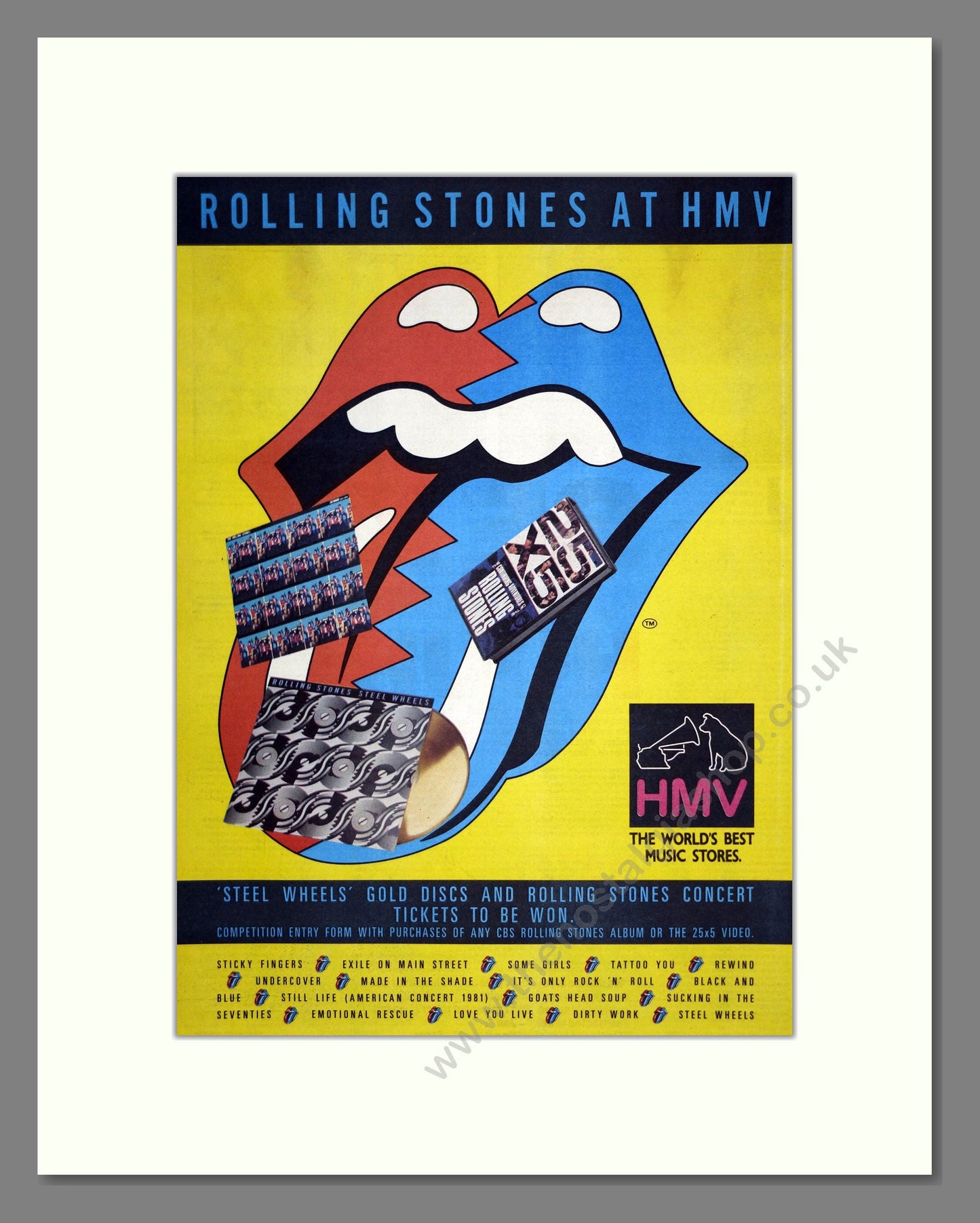 Rolling Stones (The) - Various Albums. Vintage Advert 1990 (ref AD1763 – The Nostalgia Shop