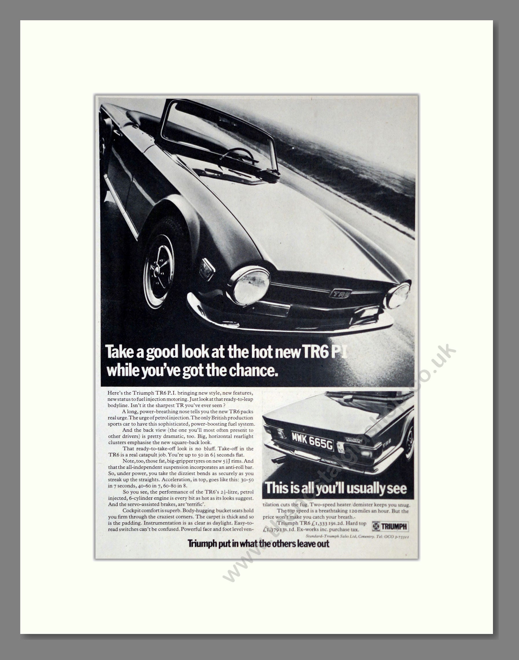 Triumph - TR6. Vintage Advert 1969 (ref AD61242) – The Nostalgia Shop