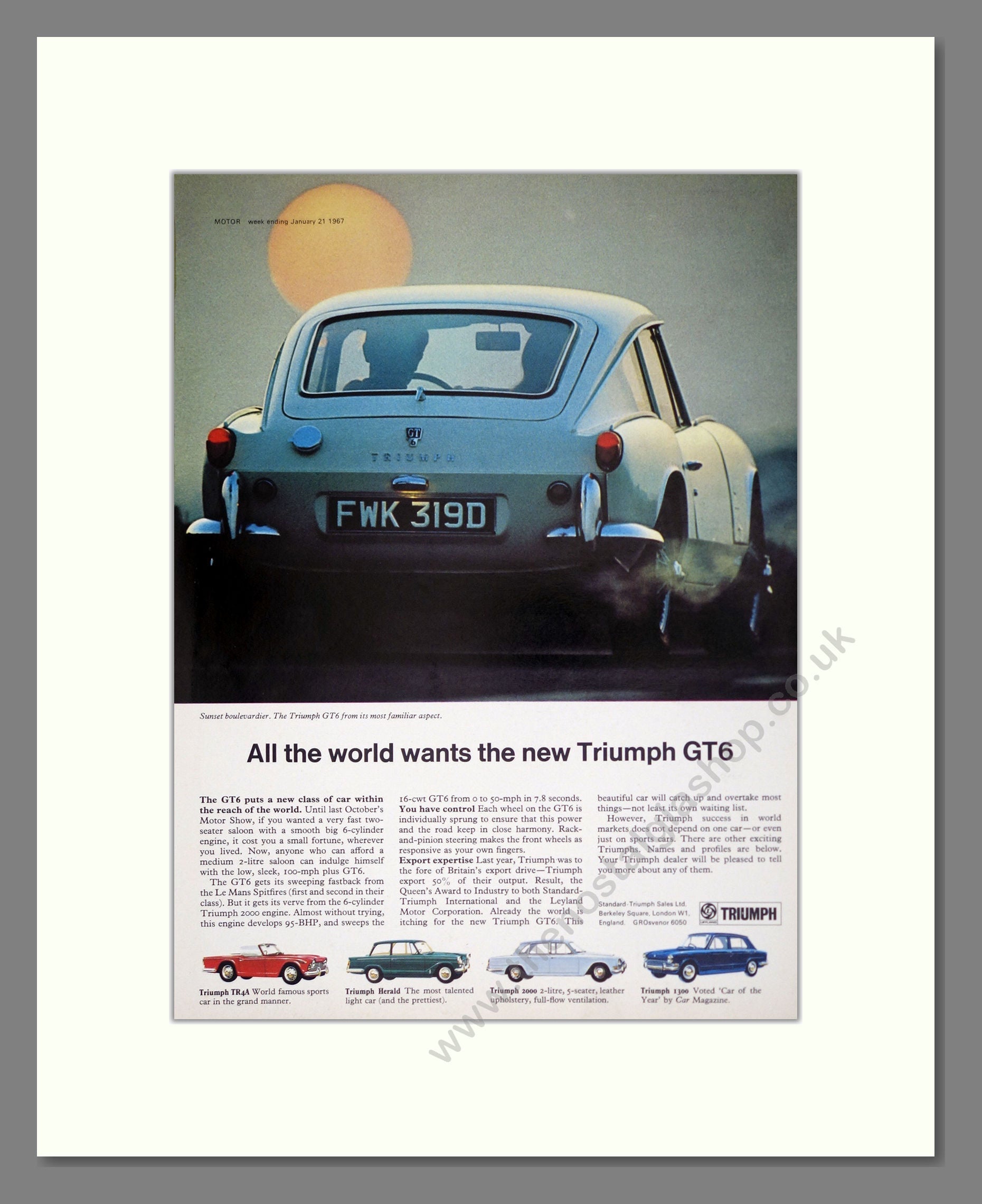 Triumph - GT6. Vintage Advert 1967 (ref AD61248) – The Nostalgia Shop