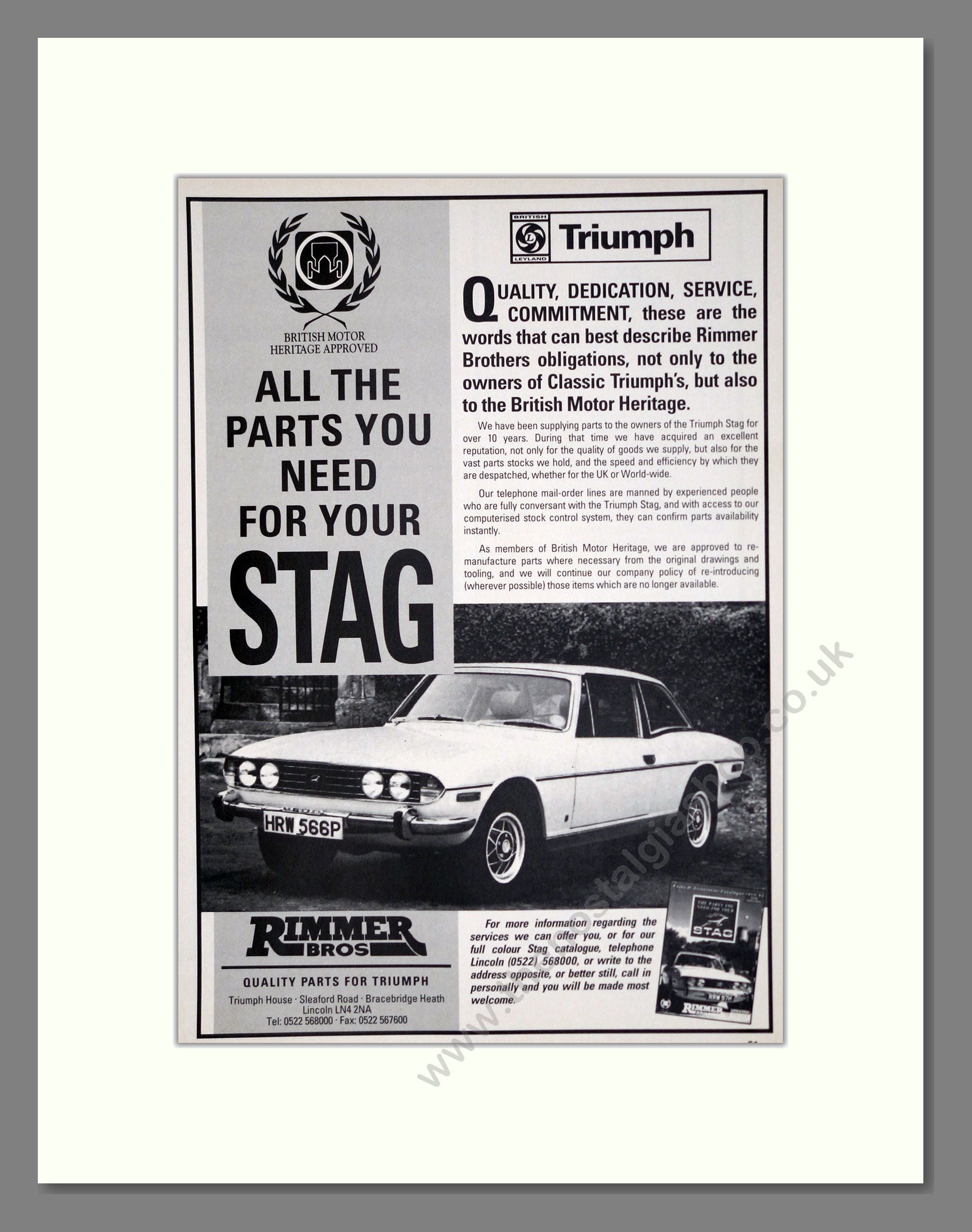 Triumph - Stag. Vintage Advert 1993 (ref AD61251) – The Nostalgia Shop