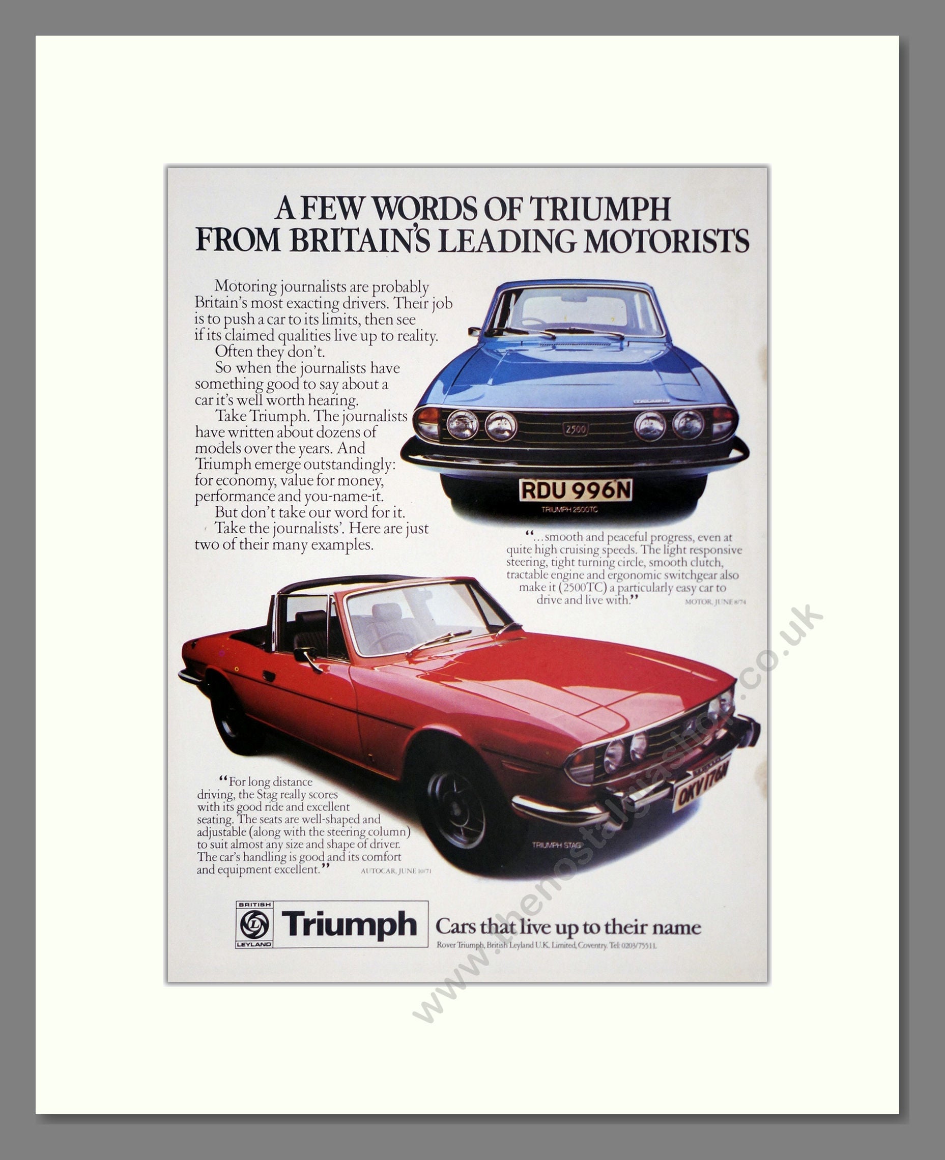 Triumph - Stag. Vintage Advert 1975 (ref AD61254) – The Nostalgia Shop