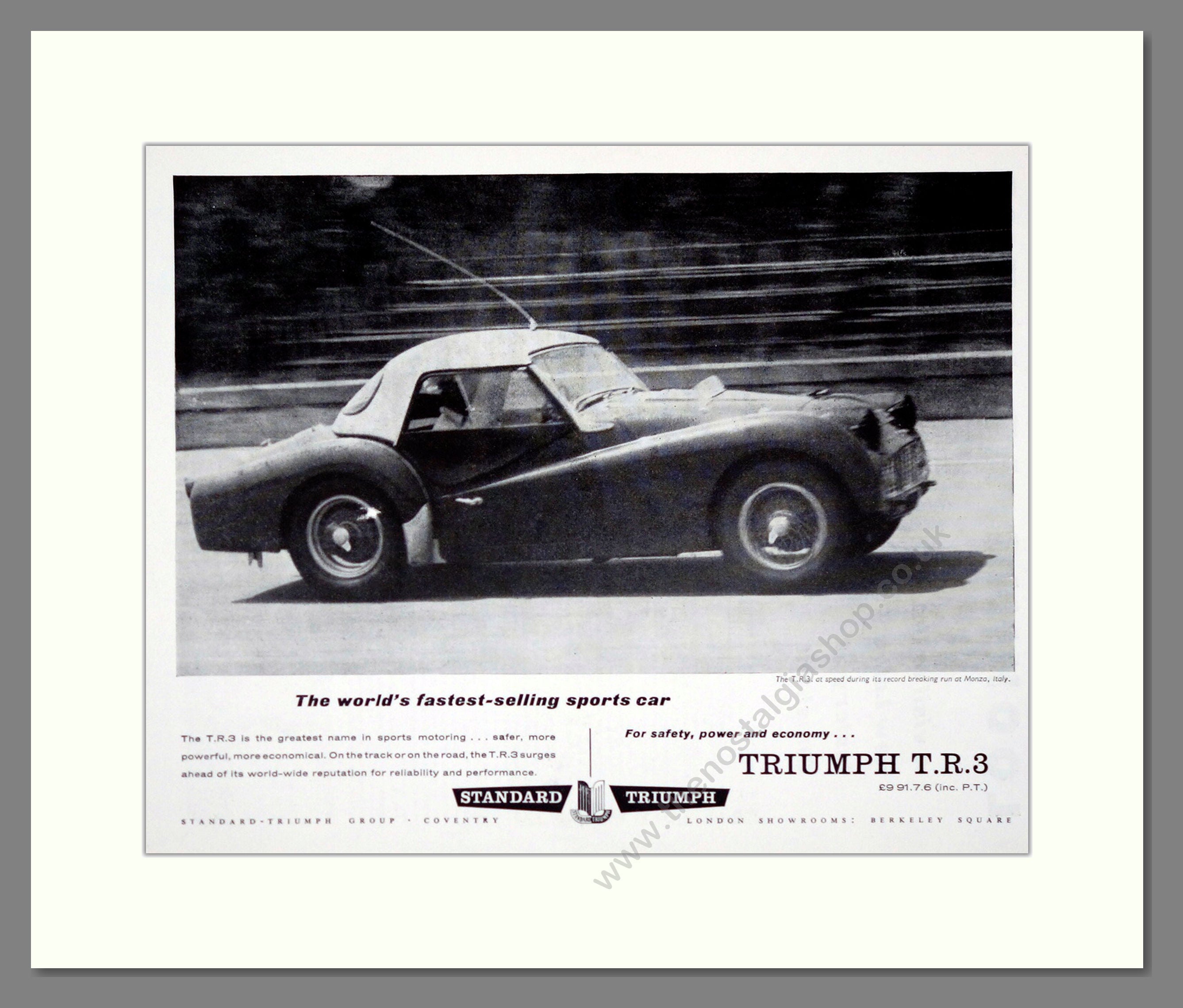Triumph - TR3. Vintage Advert 1960 (ref AD61270) – The Nostalgia Shop
