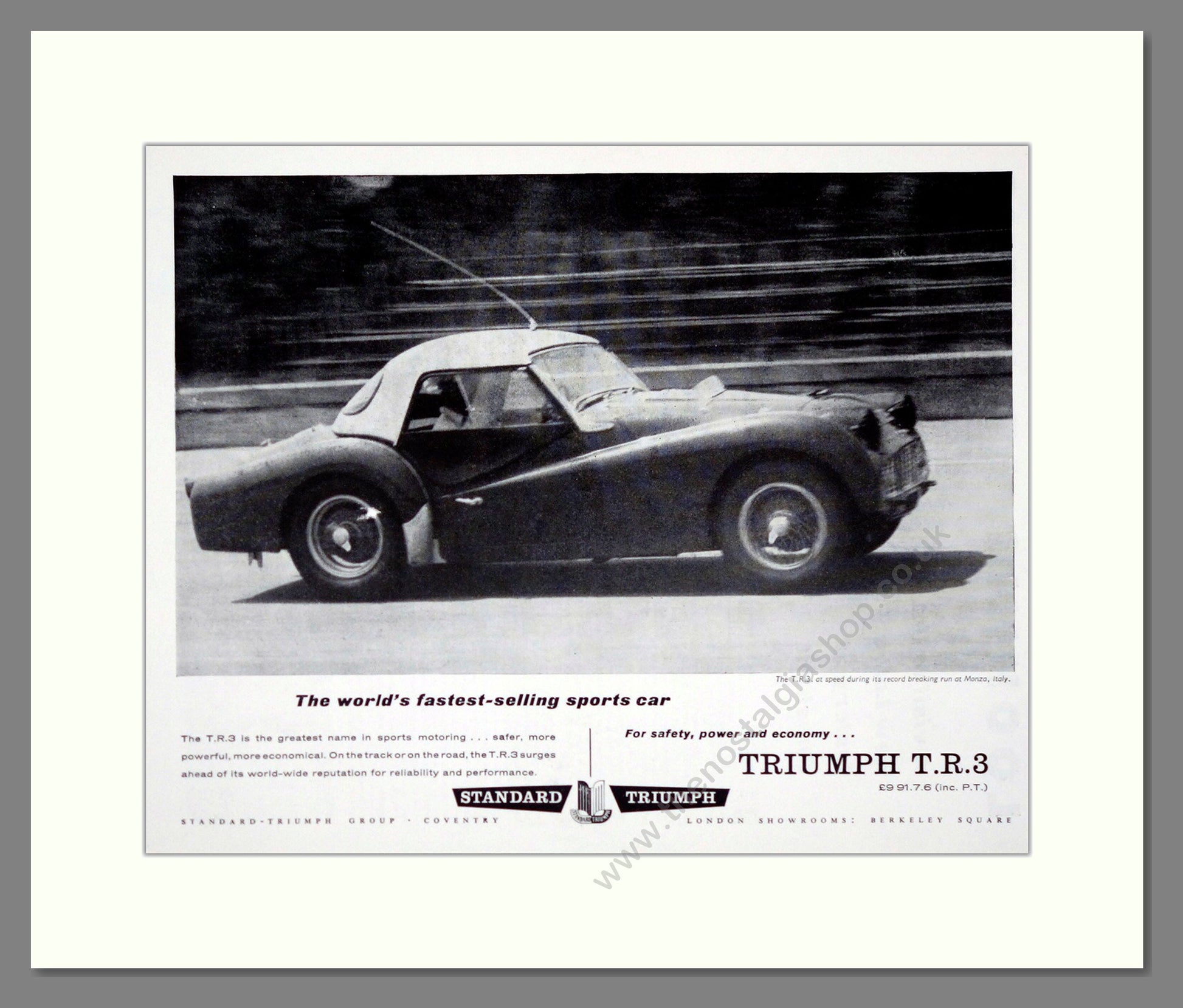 Triumph - TR3. Vintage Advert 1960 (ref AD61270) – The Nostalgia Shop