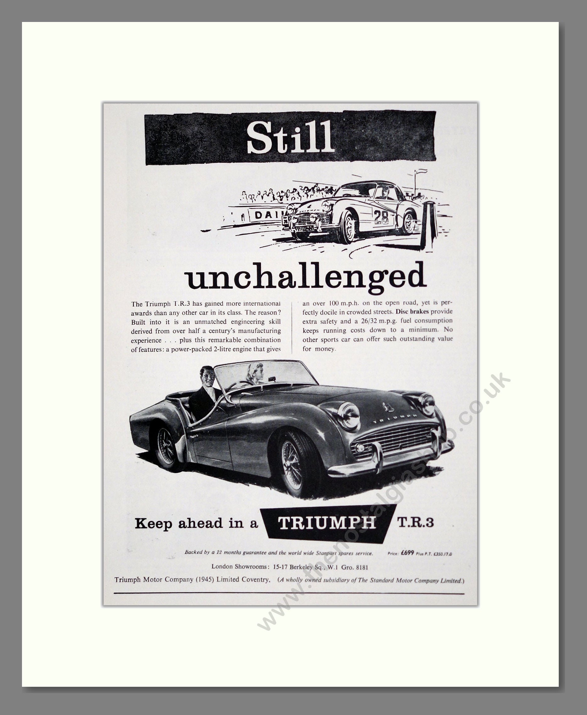 Triumph - TR3. Vintage Advert 1958 (ref AD61274) – The Nostalgia Shop
